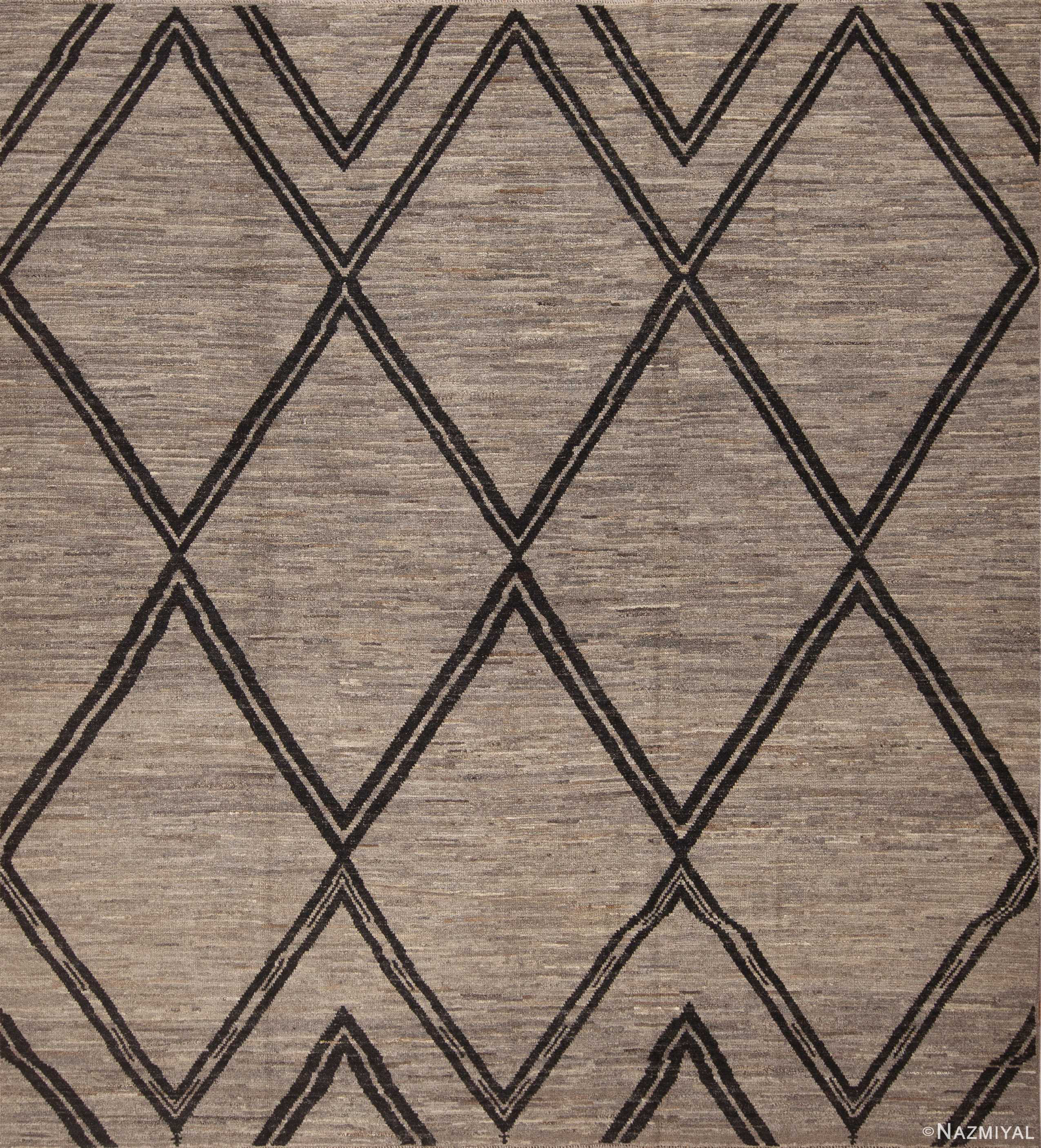 Nazmiyal Collection One-of-a-Kind Black/Brown/Gray Square Geometric ...