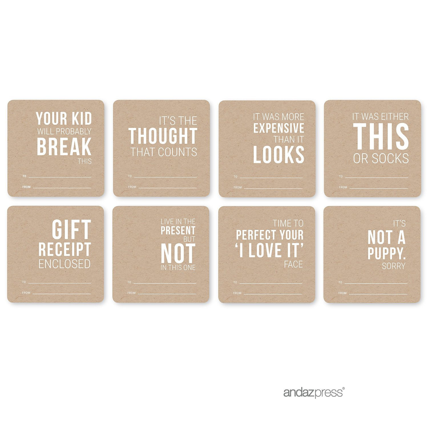 Koyal Wholesale 40 Piece Funny Witty Square Gift Label Sticker | Wayfair