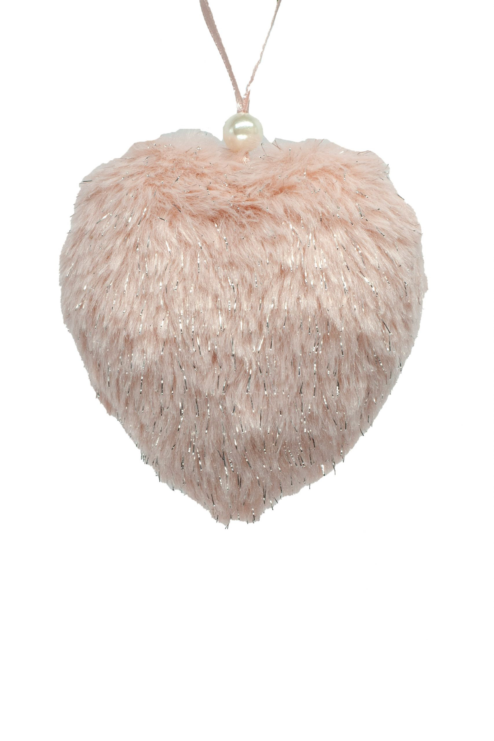 Starlight Collection Pink Hanging Fuzzy Heart Ornament (Pack Of 12 ...