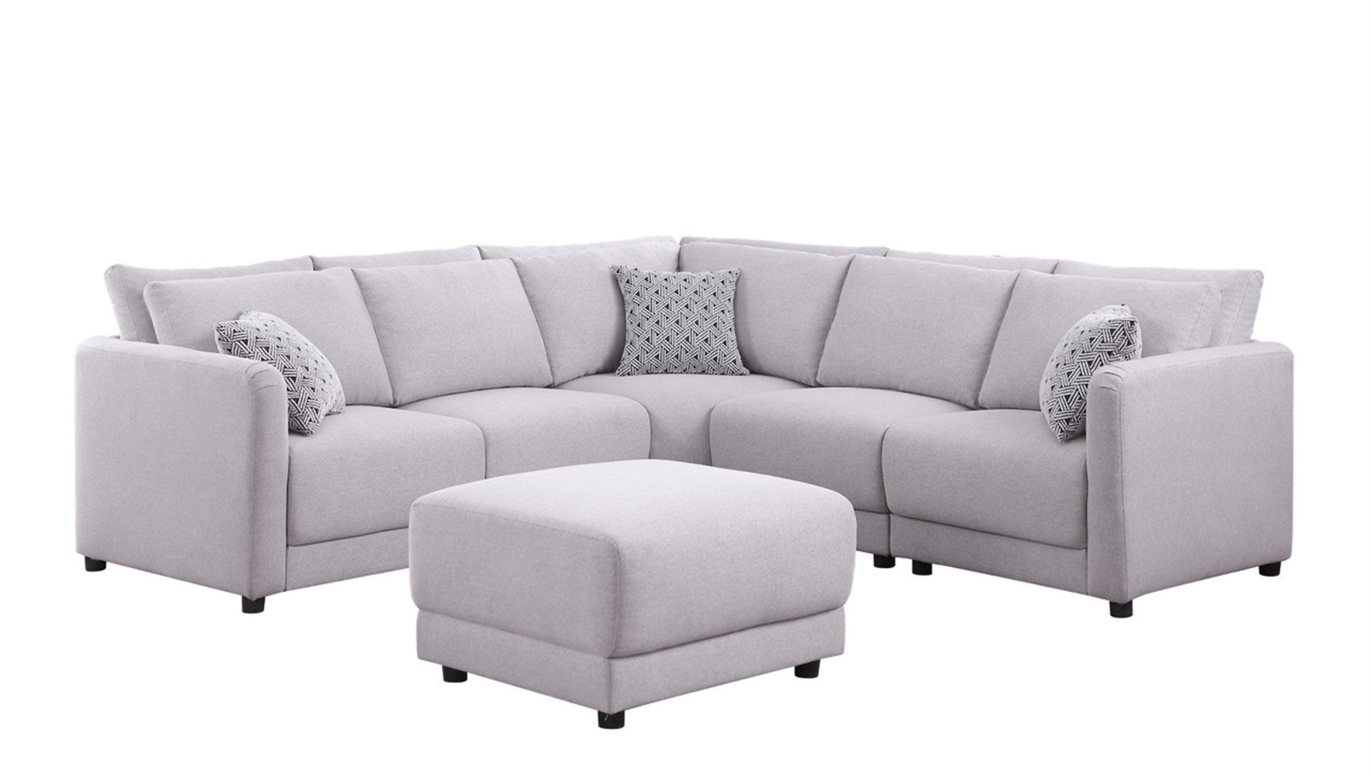 Latitude Run® Penelope 94.5" Light Gray Linen Fabric Reversible L-Shape ...