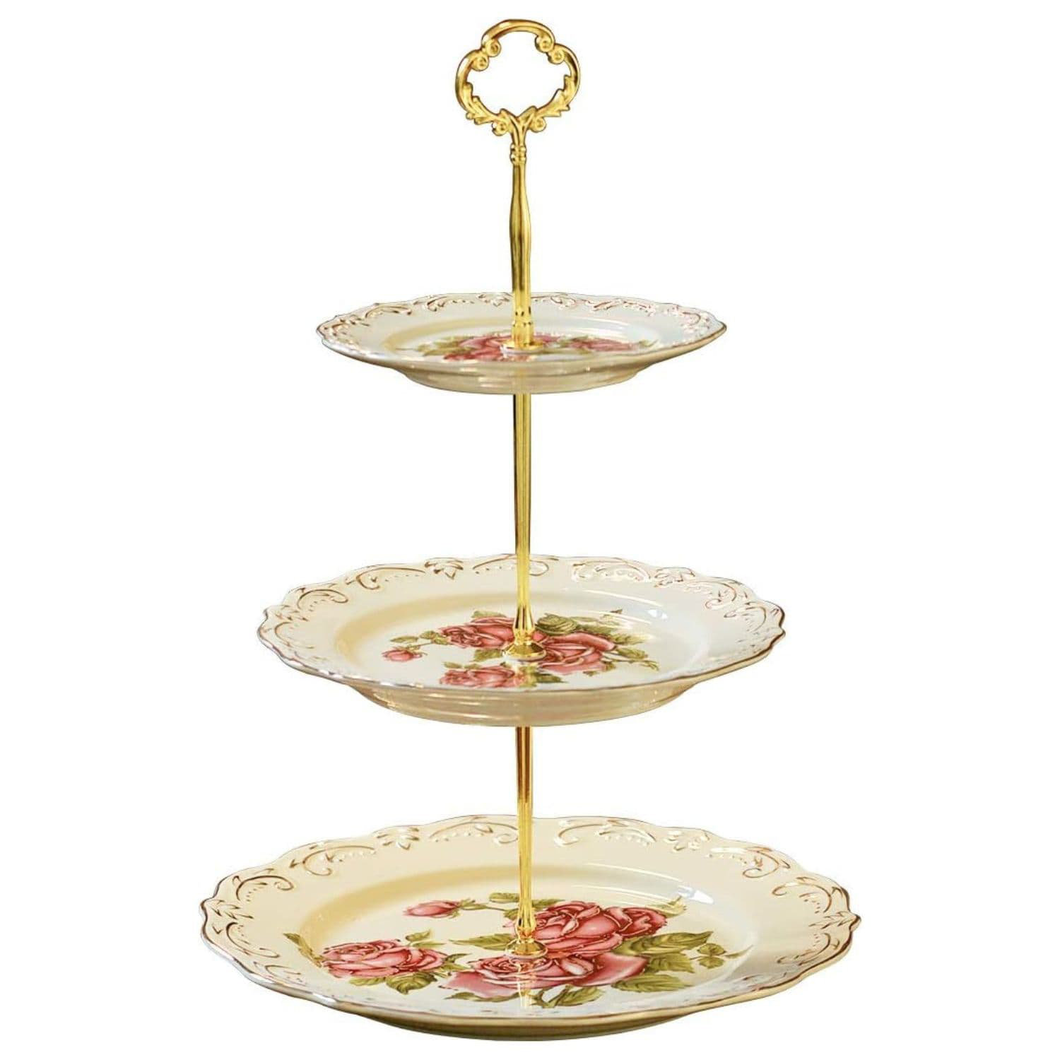Rosdorf Park 3-Tiered Cupcake Stand with Flowering Shrubs Design | Wayfair