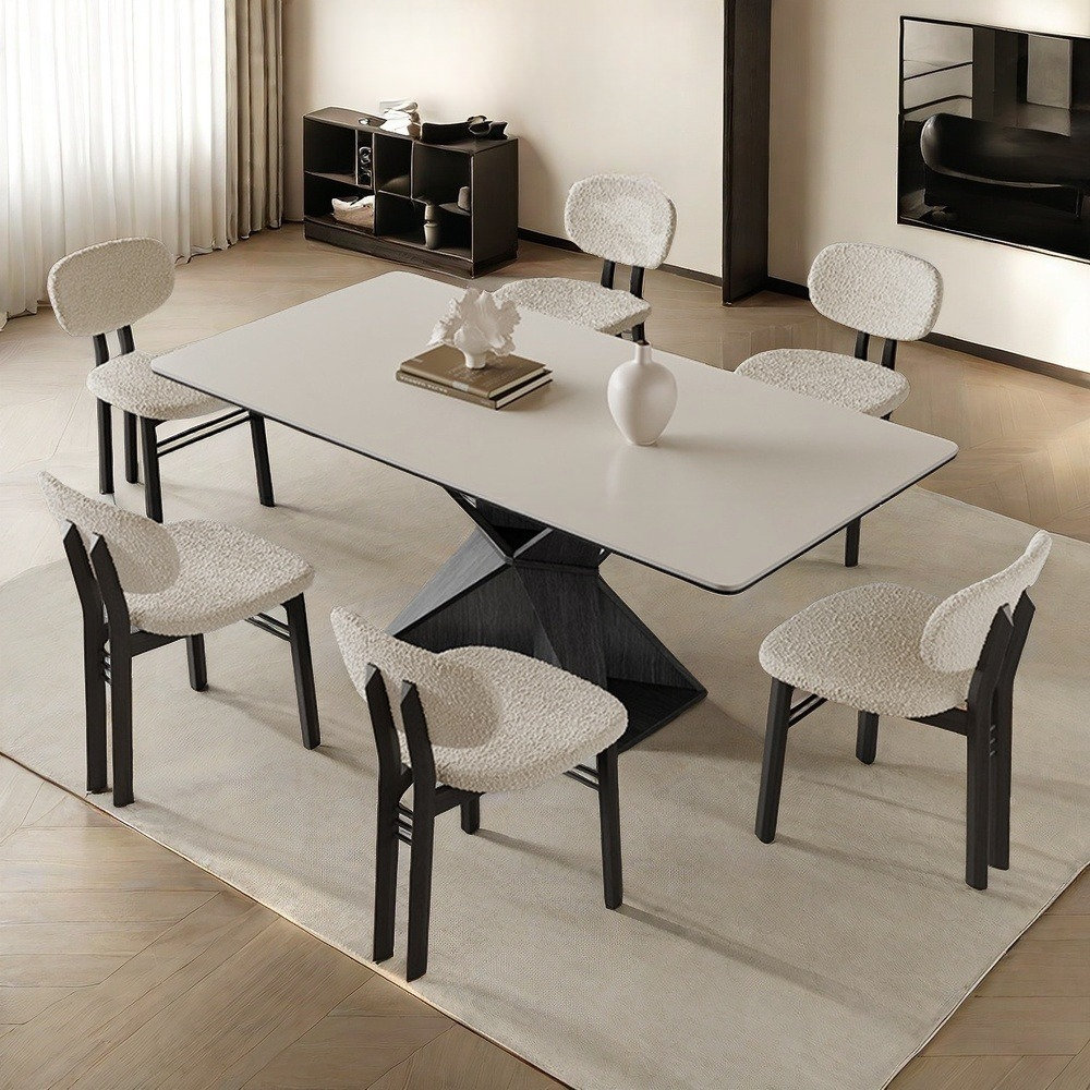 Graceful Nests Furnishings Vintage pure white rock plate dining table ...