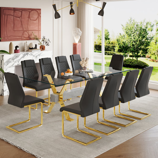 Brayden Studio® 11-Piece Glass Top Dining Table Sets | Wayfair