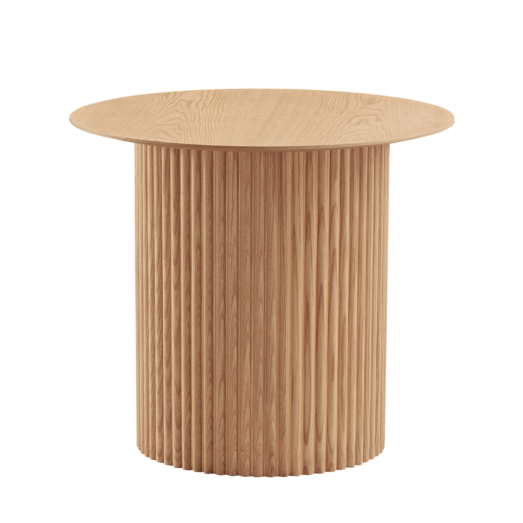 Loon Peak® Round Fluted 17.71" Side Table Mid Century Modern Oak Accent ...