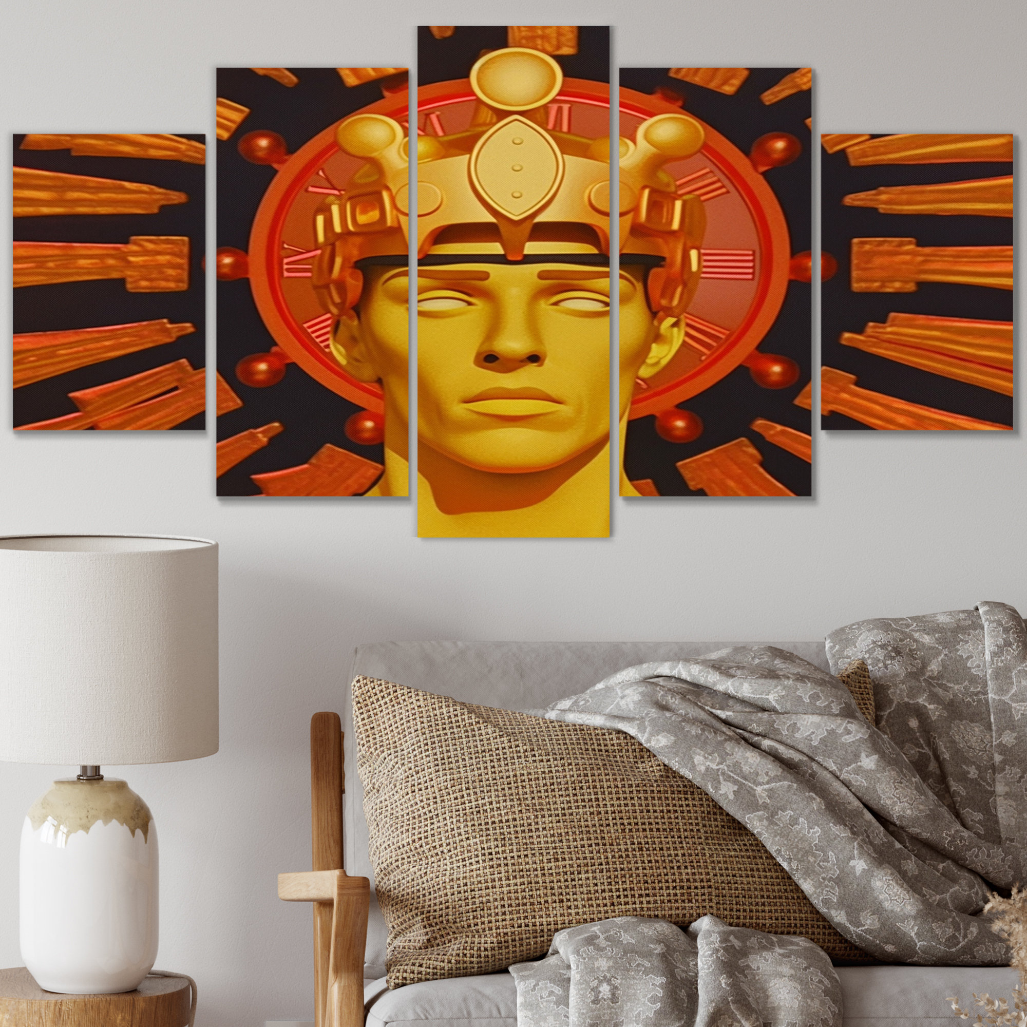 Lark Manor™ Sci-Fi Portrait Futuristic Man Golden Crown Aura - Man ...