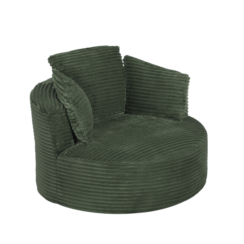 Hokku Designs Compressible Corduroy Round Chair with Cushioned Backrest ...