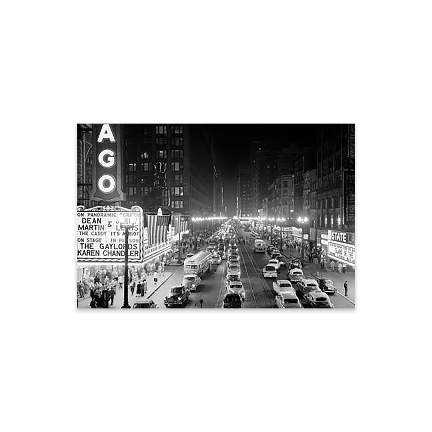 Latitude Run® 1953 Night Scene Of Chicago State Street With Traffic And ...
