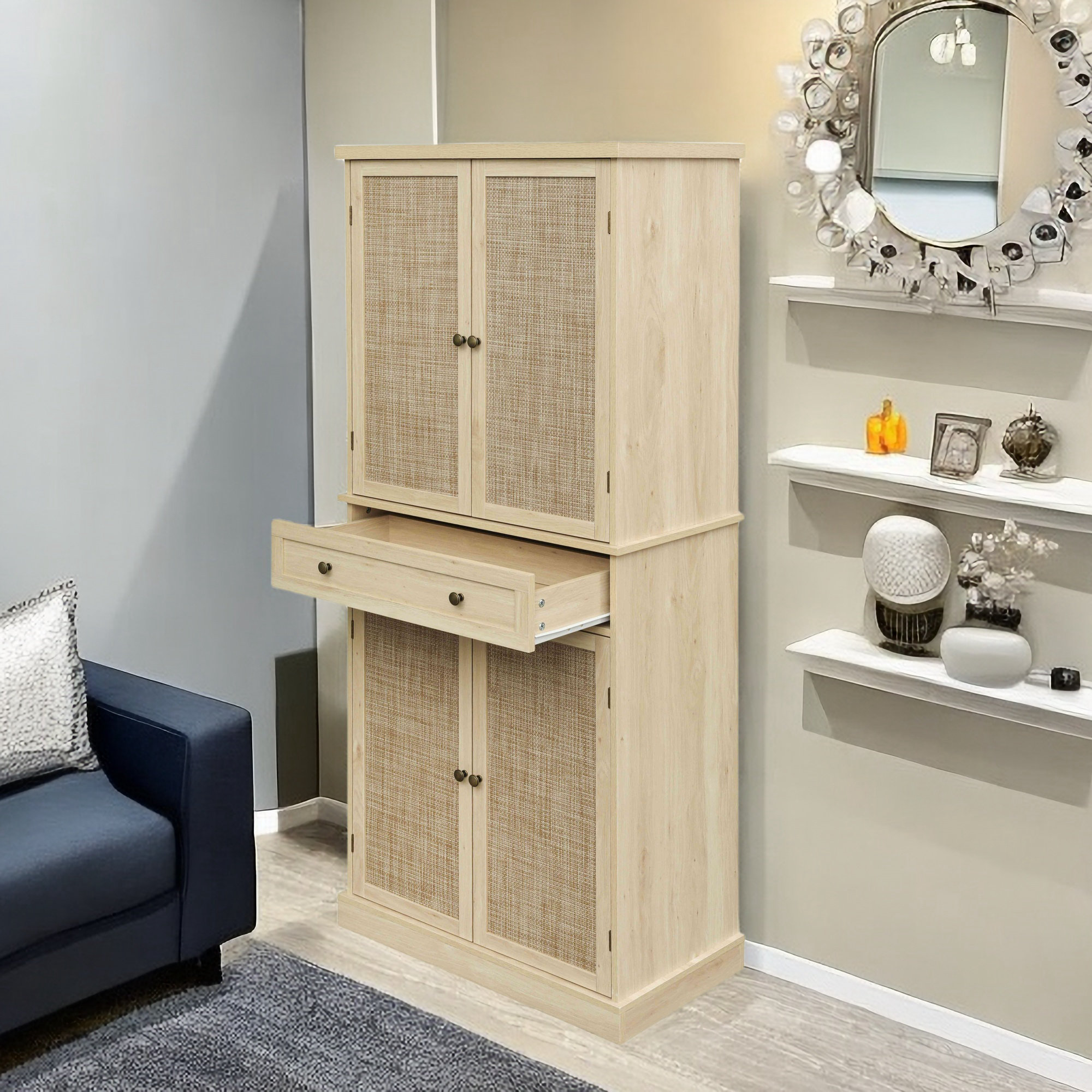 Bay Isle Home™ Pridemore Kitchen Pantry with 1 Drawer and 4 Adjustable ...