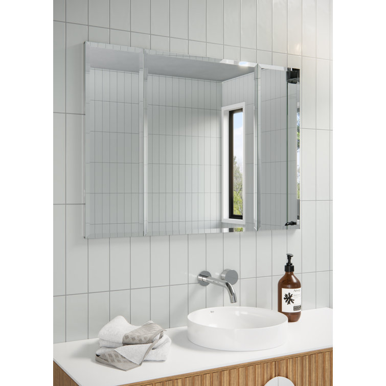 Glass Warehouse Recessed Frameless 3 Doors Medicine Cabinet with ...