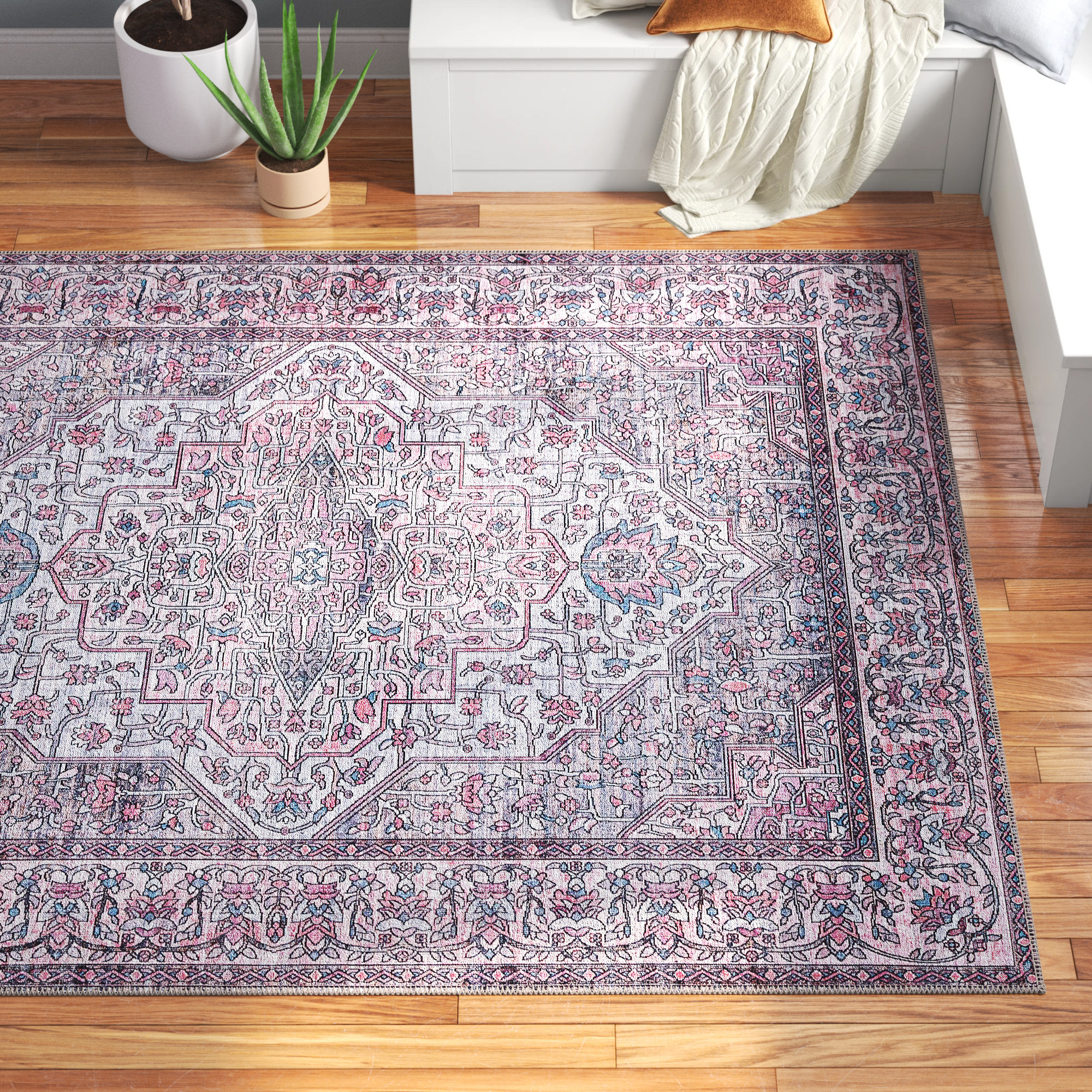 Langley Street® Guyer Oriental Beige/Pink Area Rug & Reviews | Wayfair