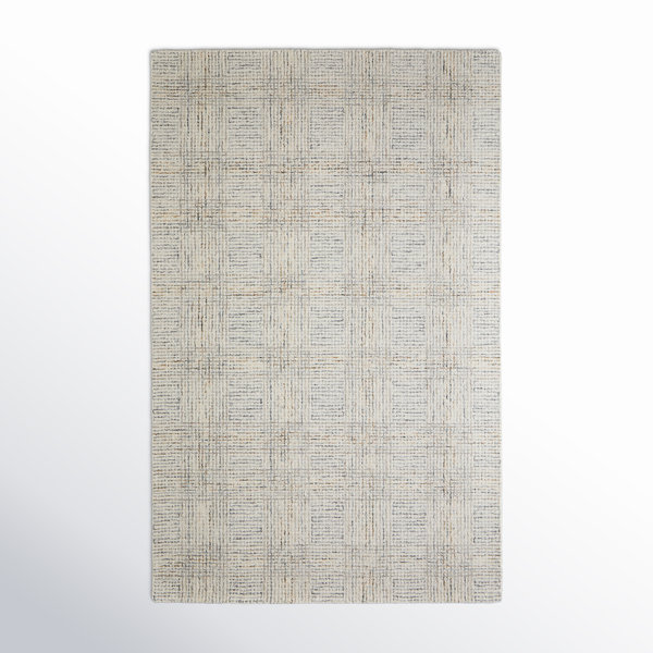 Birch Lane™ Armando Plaid Hand Tufted Wool/Cotton Gray/Ivory Area Rug ...
