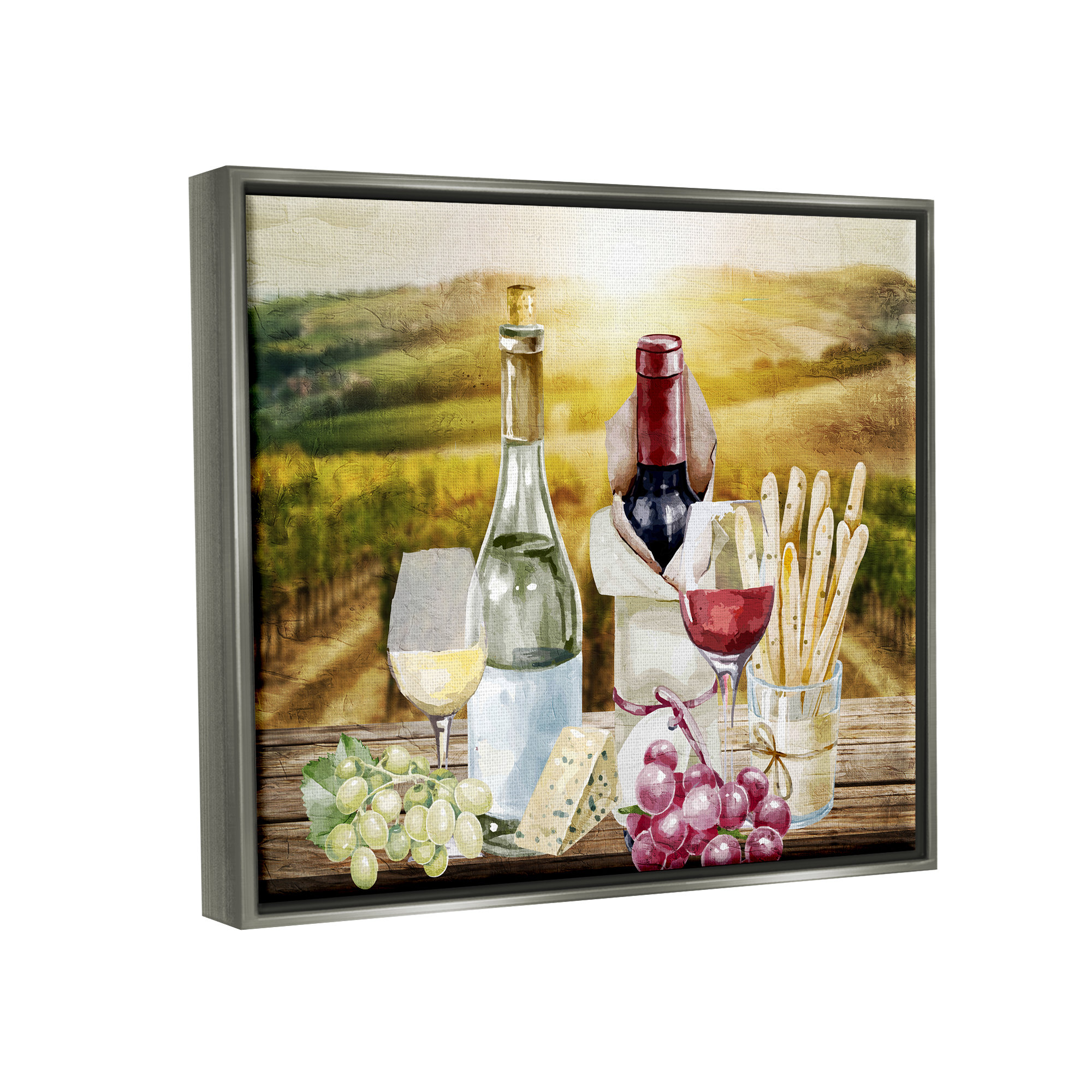 Red Barrel Studio® Wine In Vineyard Landscape Framed Floater Canvas ...