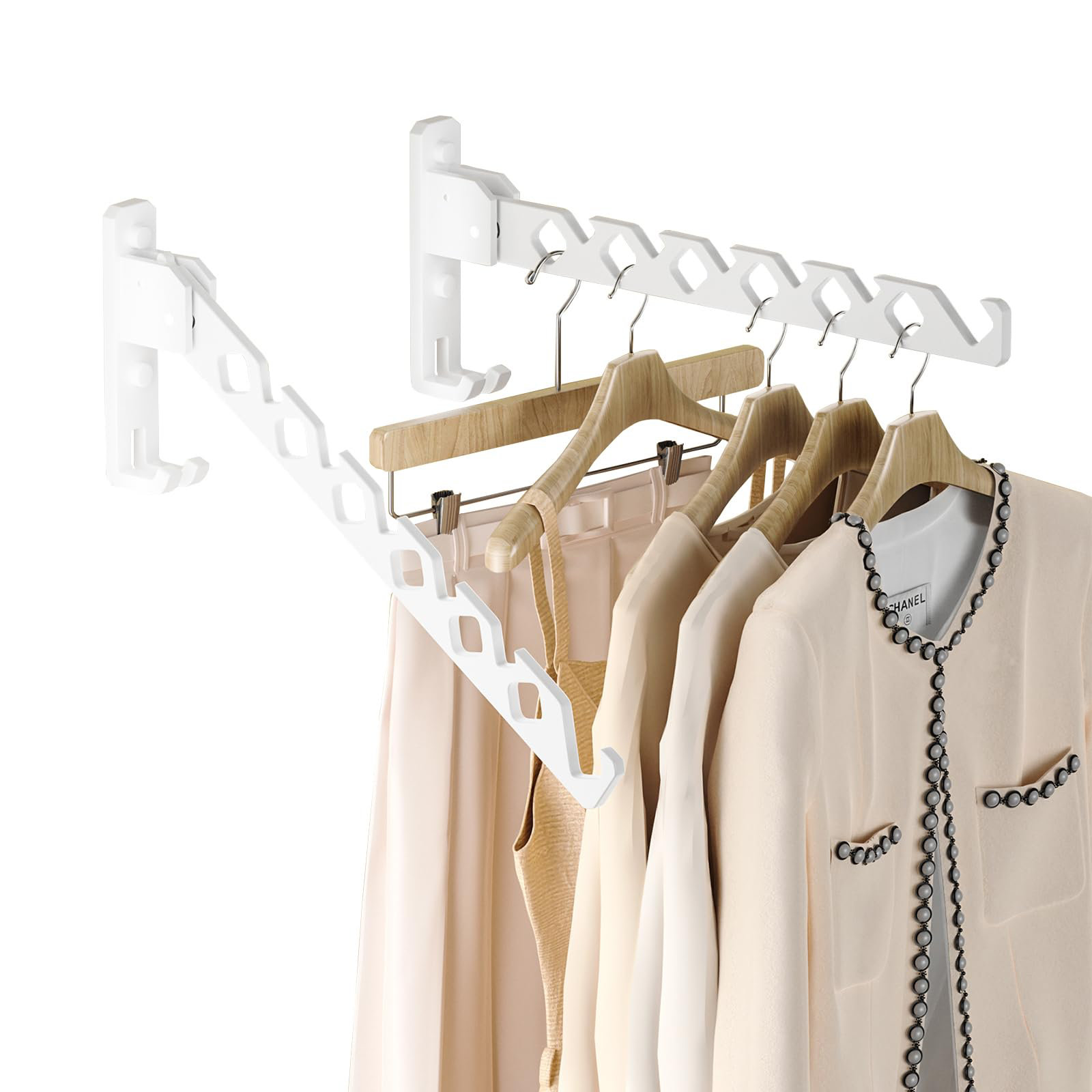 Rebrilliant Wall Mount Coat Hanger Holder Clothes Drying Organizer Rack ...
