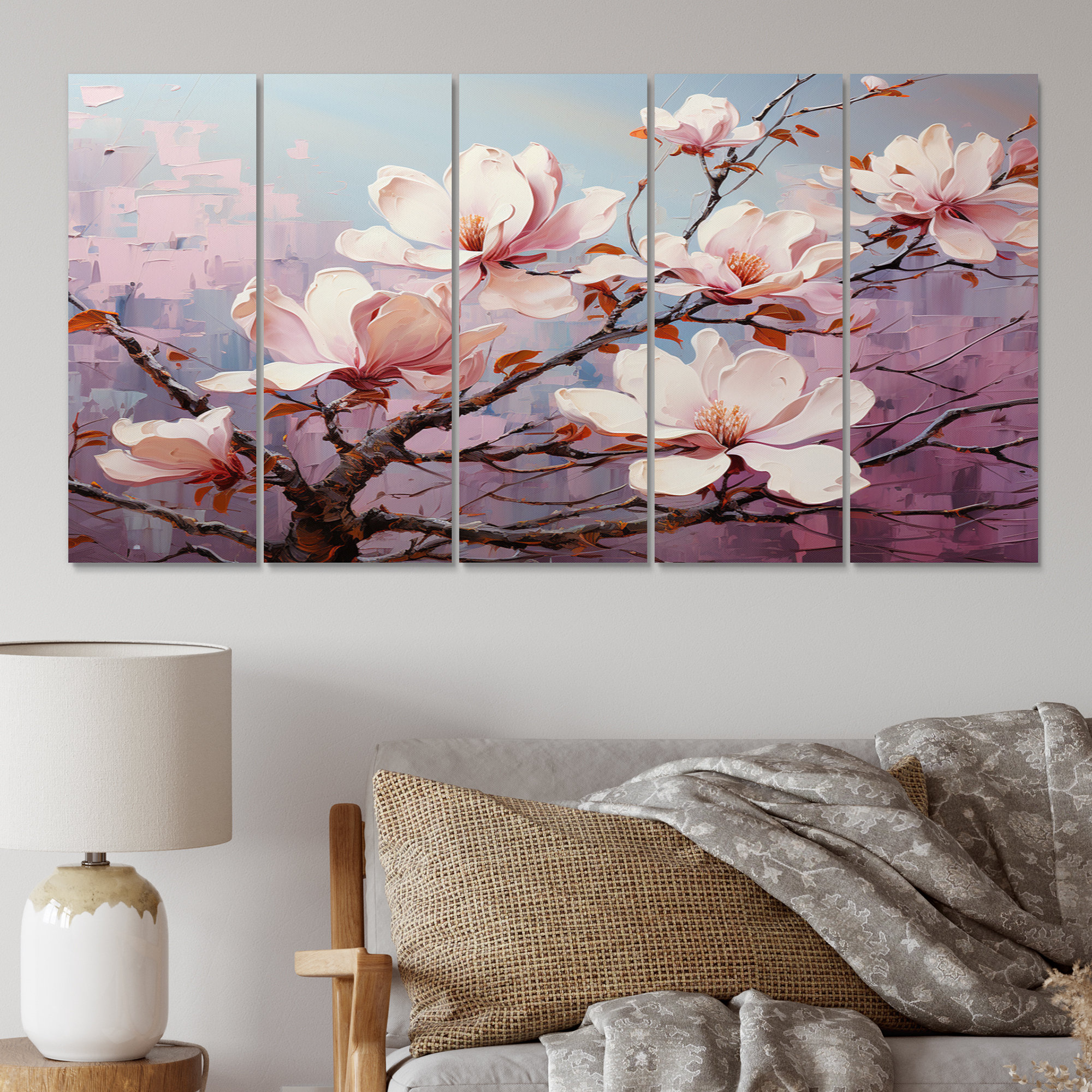 Red Barrel Studio® White Pink Magnolias Magnolia Symphony III - Floral ...