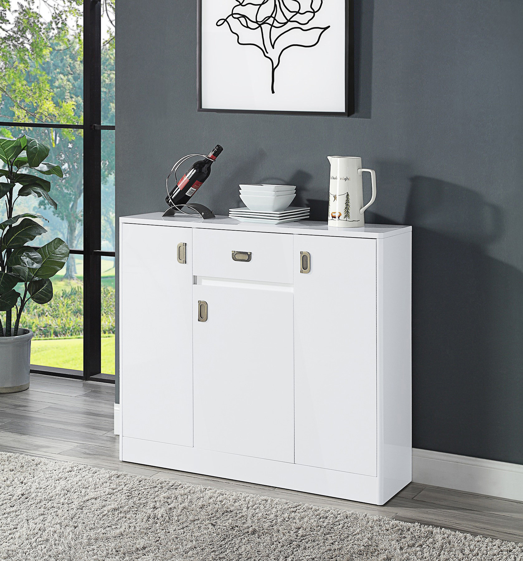 Wrought Studio™ High Gloss Server, Modern Sideboard, Sideboard Cabinet ...