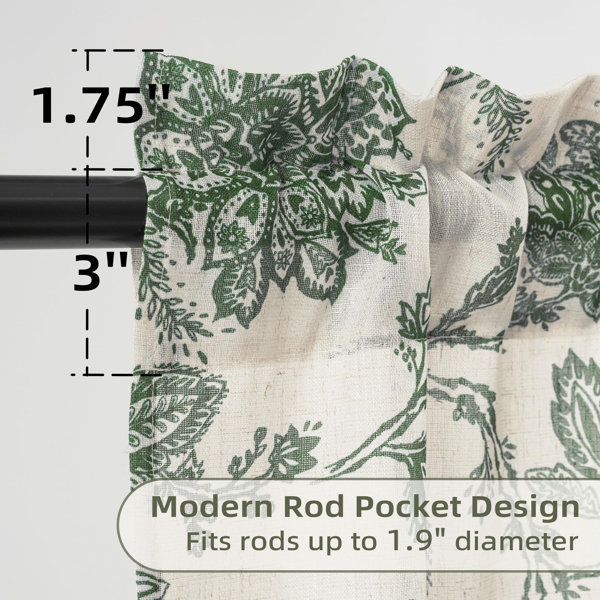 Winston Porter Kitchen Curtain Floral Tier Linen Short Pinstripe Cafe ...