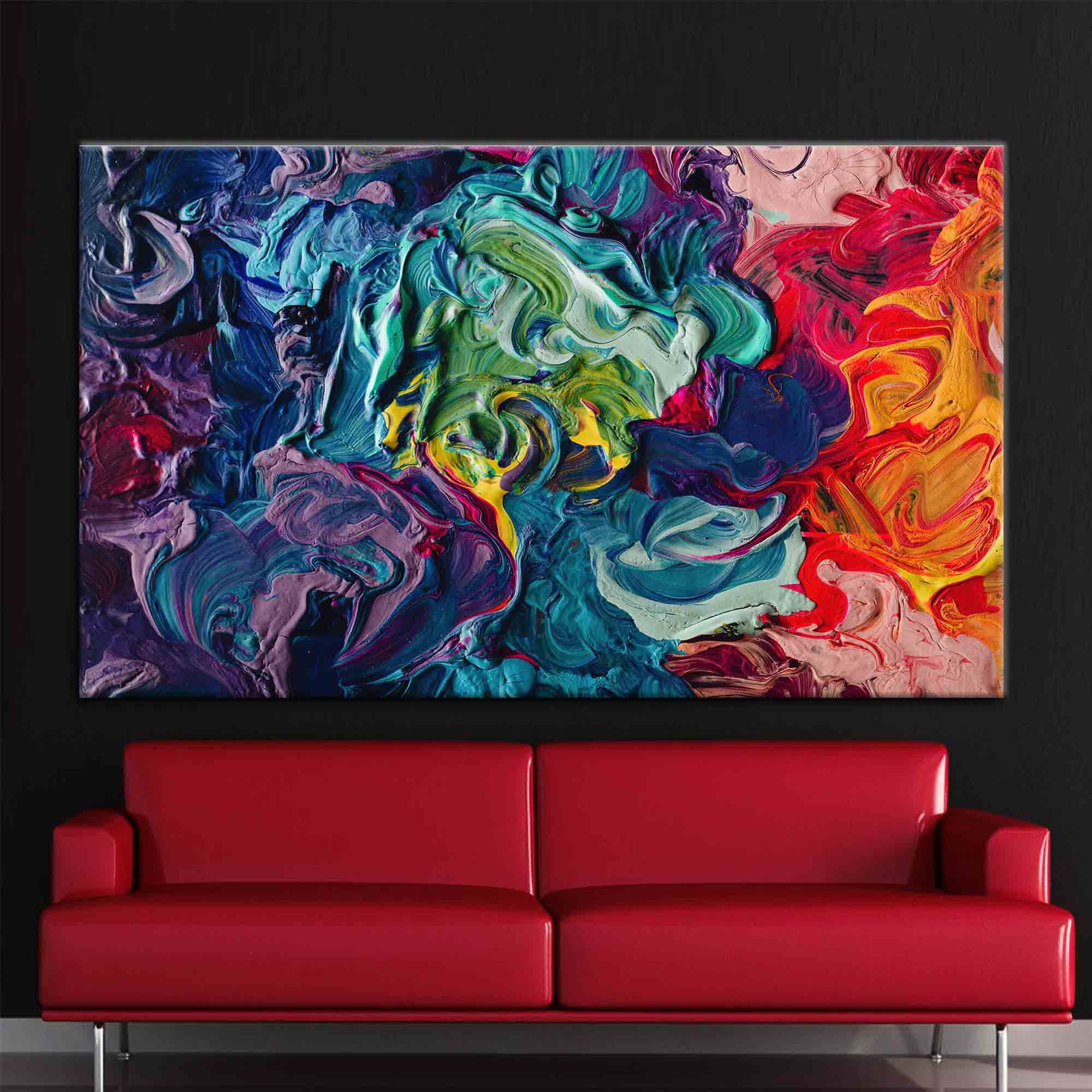 kayra export Modern Abstract Art Oil Painting Print on Vibrant Multi ...