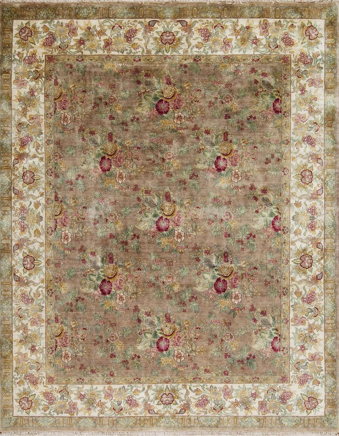 Samad Rugs Golden Age Oriental Hand Knotted Wool Fawn/Green Area Rug ...