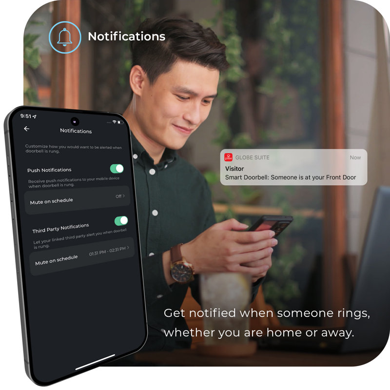 Symple Stuff Heath Zenith White/Black Plastic Wired Smart Doorbell Kit ...