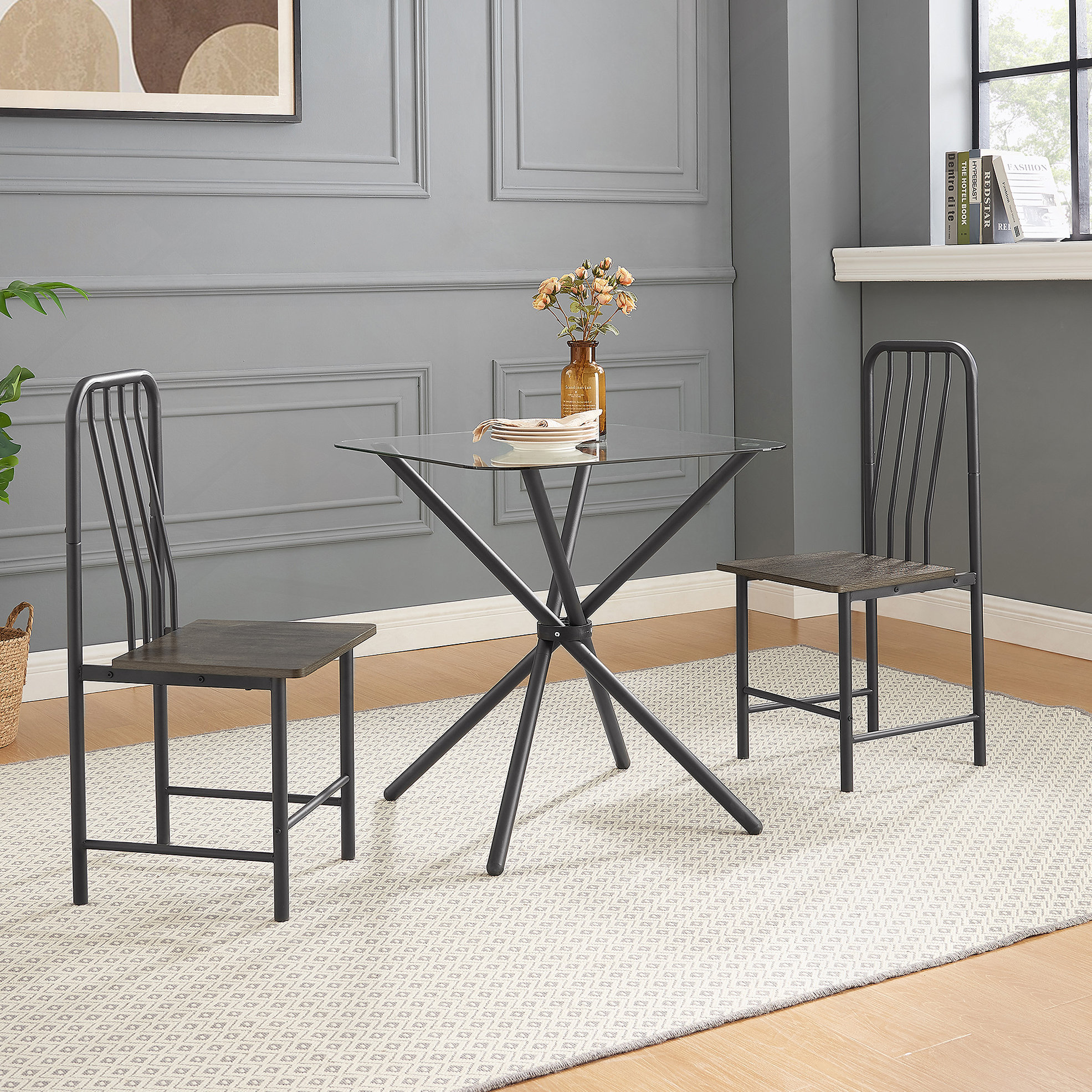 George Oliver 3 Pieces Dining Table Sets, with Fixed Table - Wayfair Canada