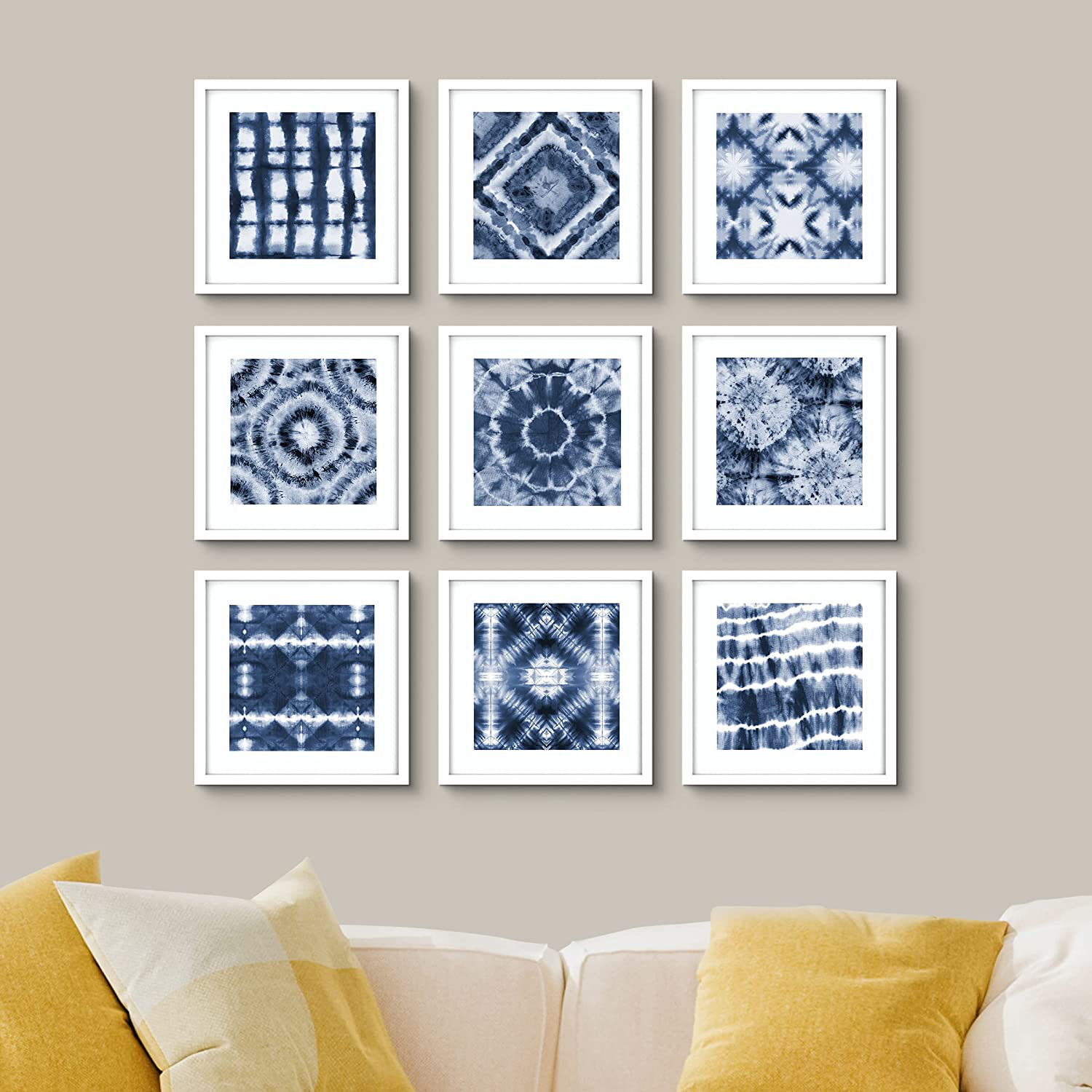 SIGNLEADER " Blue Tie-Dye Symbol Patterns Abstract Shapes Illustrations ...