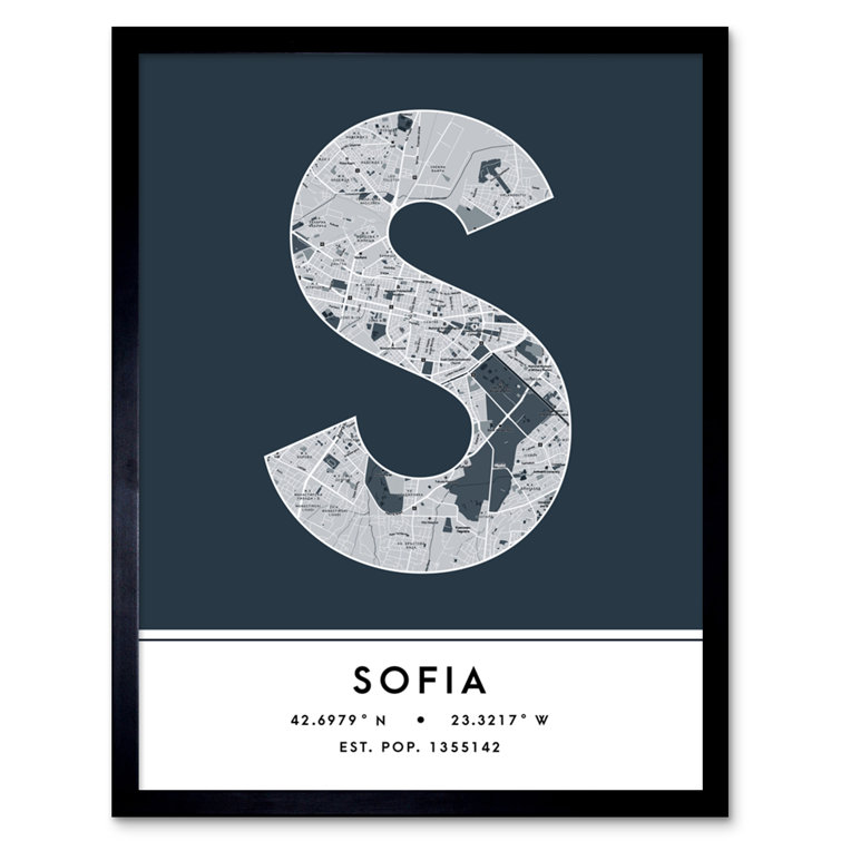 Wee Blue Coo Sofia Bulgaria City Map - Single Picture Frame Typography ...