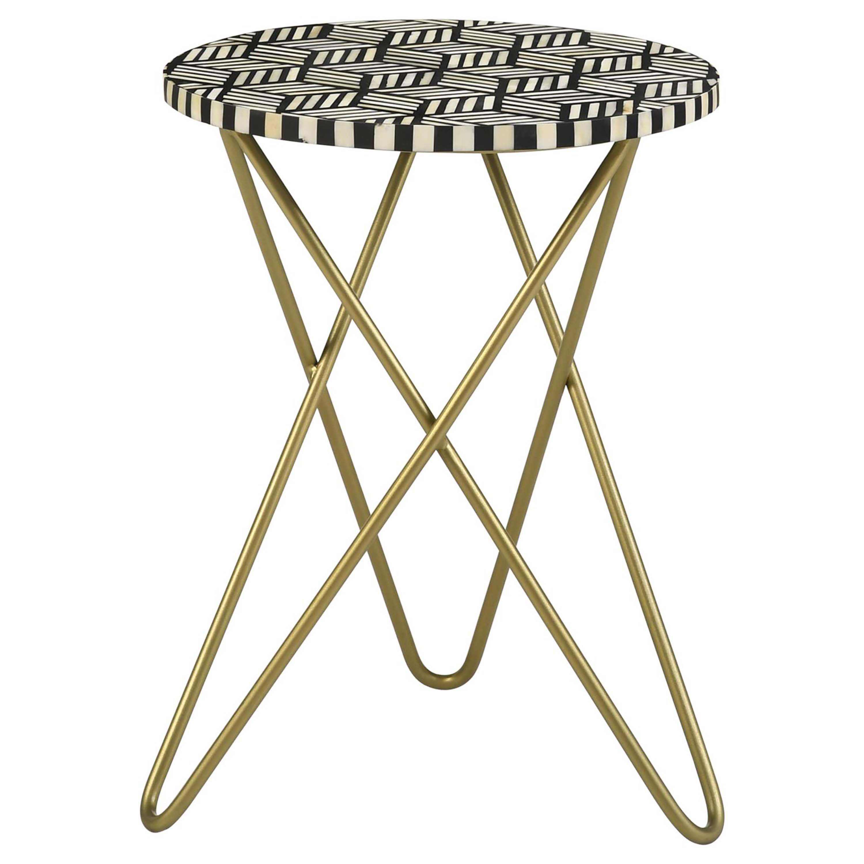 Everly Quinn Black White And Gold Top Accent Table | Wayfair