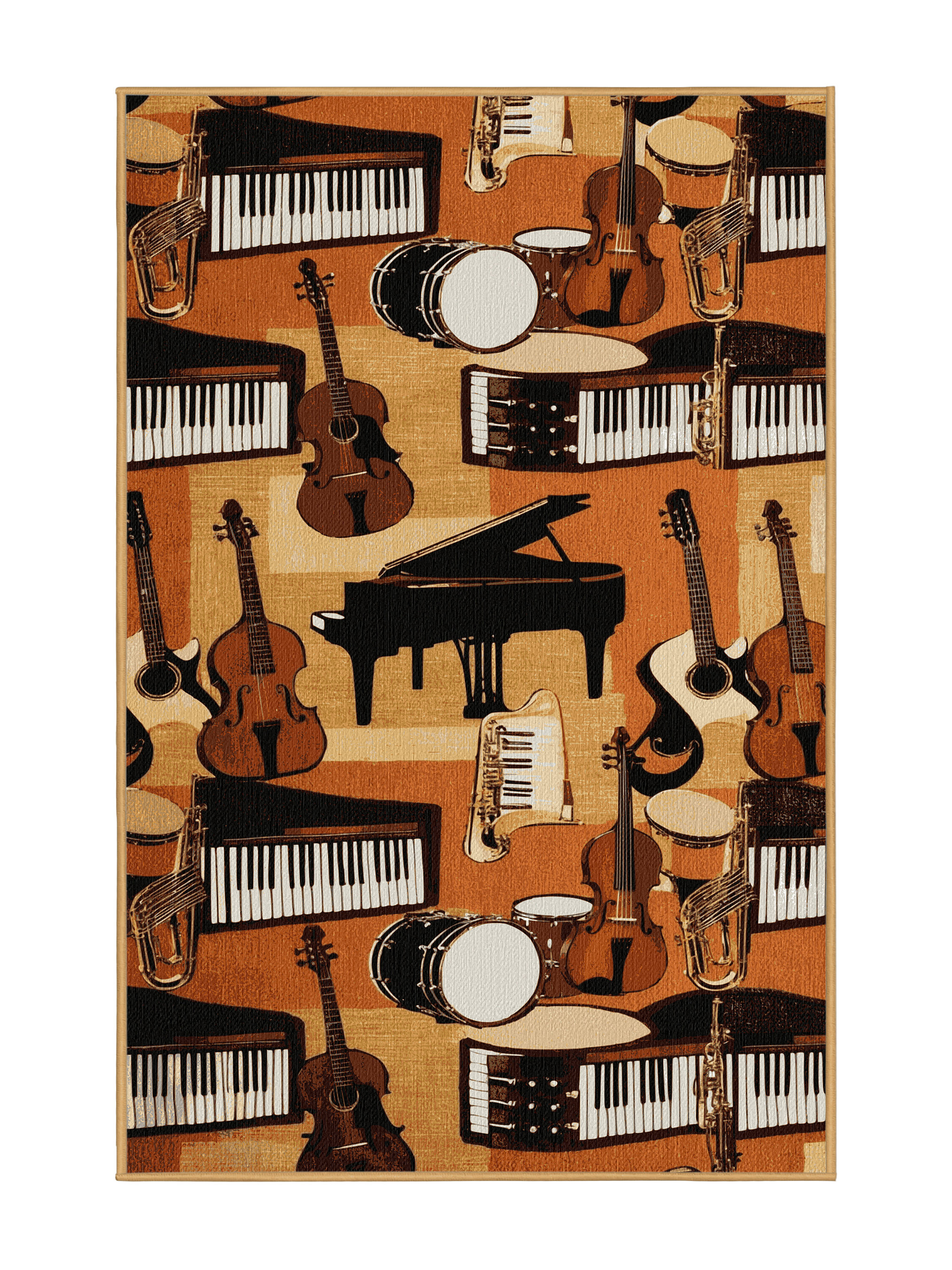 Orren Ellis Washable Musical Instruments Collection Music Area Rug ...