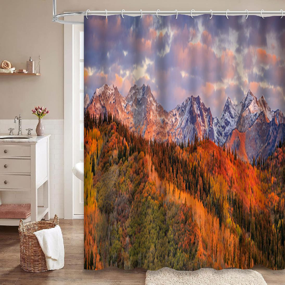 East Urban Home ??Utah Canyon Shower Curtain with 12 Hooks - Autumn ...