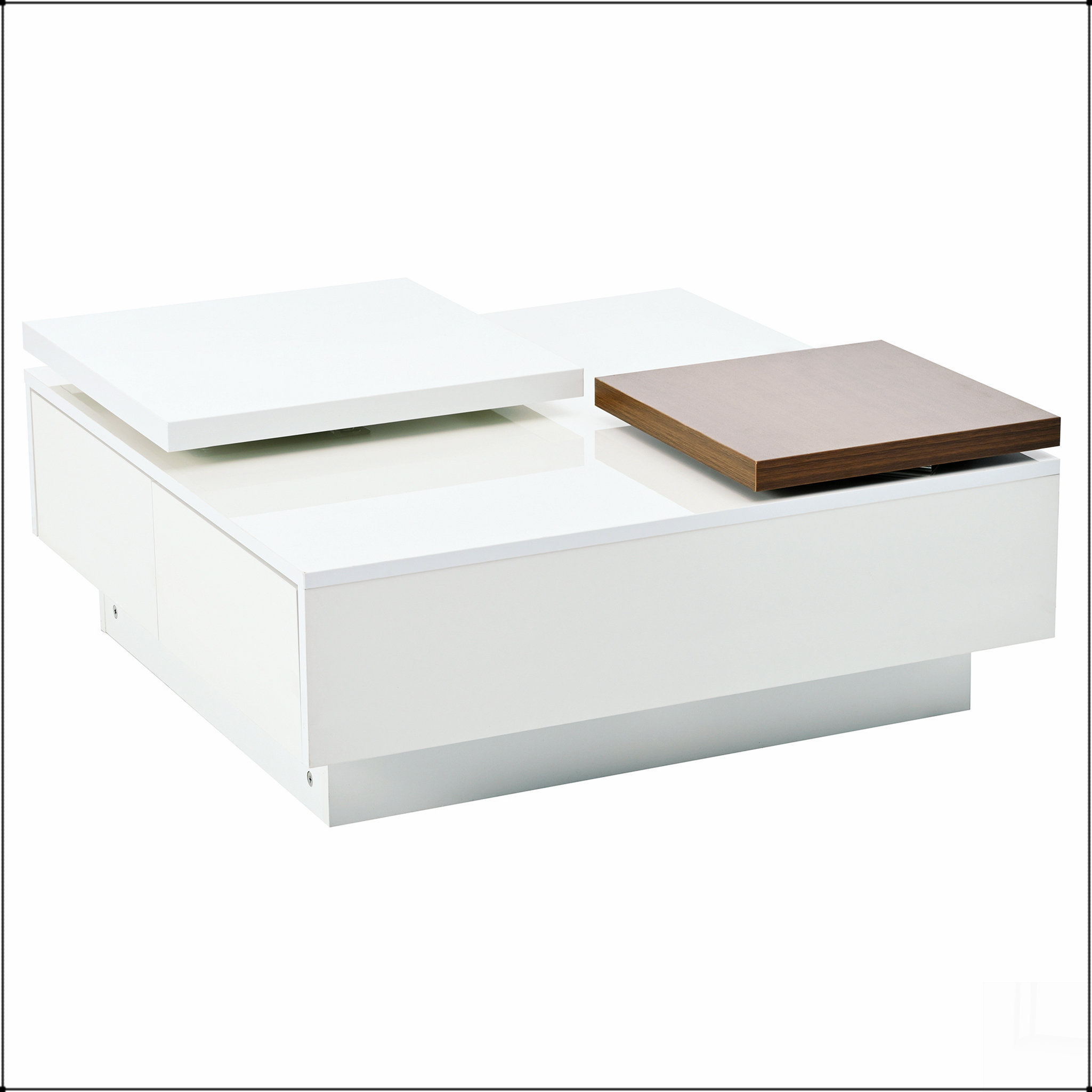 Ebern Designs Movable Top Coffee Table, Modern Square Wood Coffee Table ...