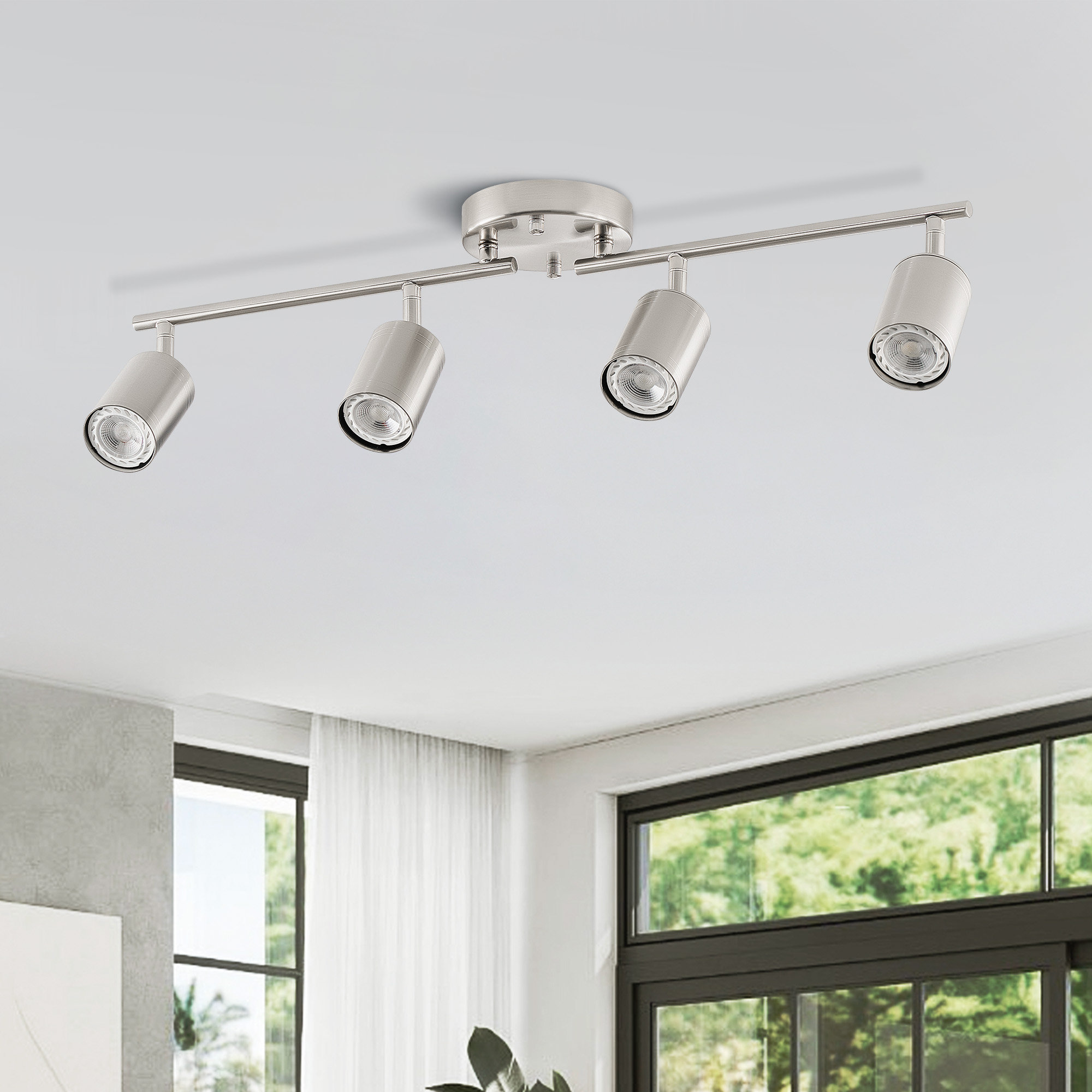 CO-Z 4-Light Track Light Fixture with Adjustable Heads & 4 Bulbs ...
