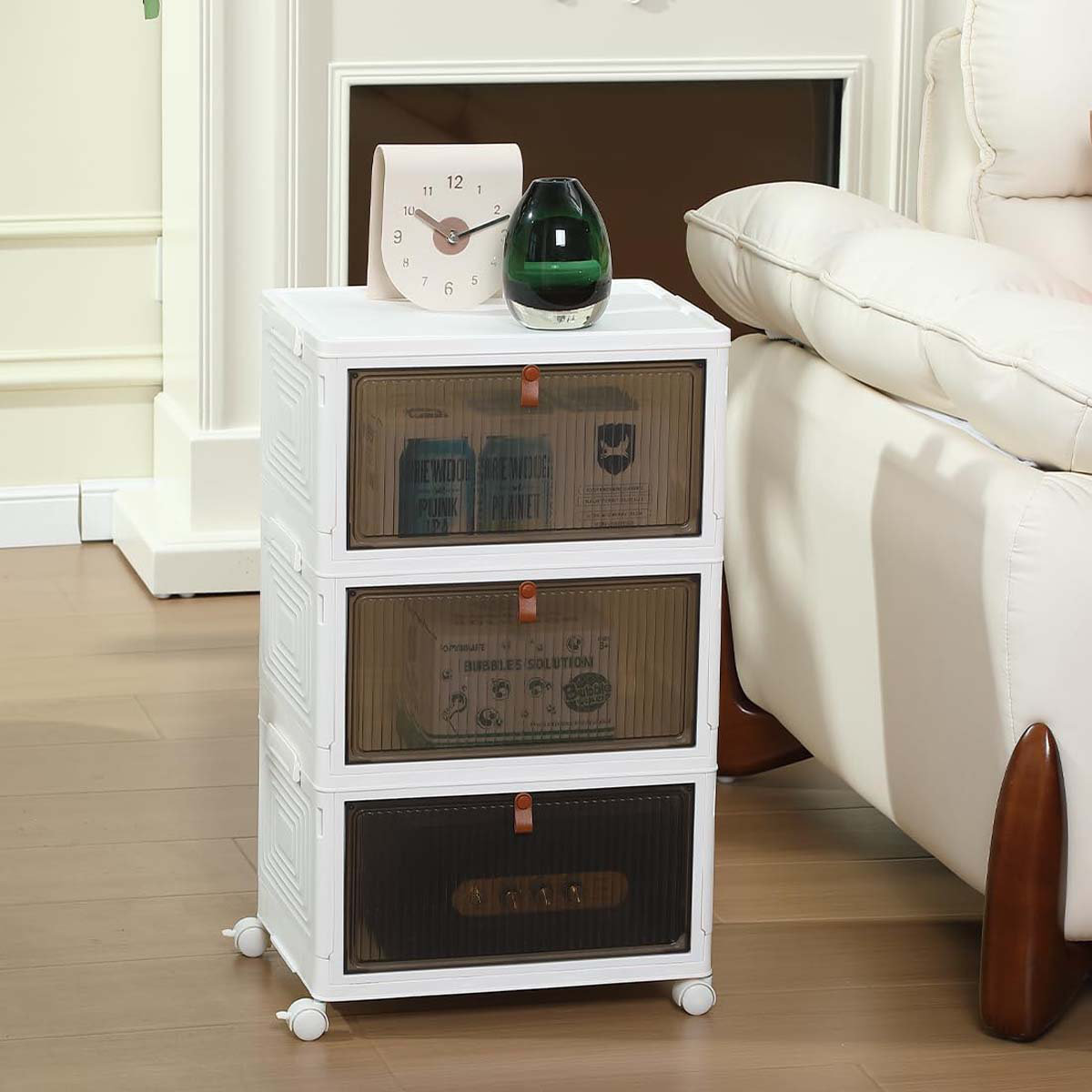 Ivy Bronx 3-Tier Plastic Multi-Layer Storage Bins With Doors And Wheels ...