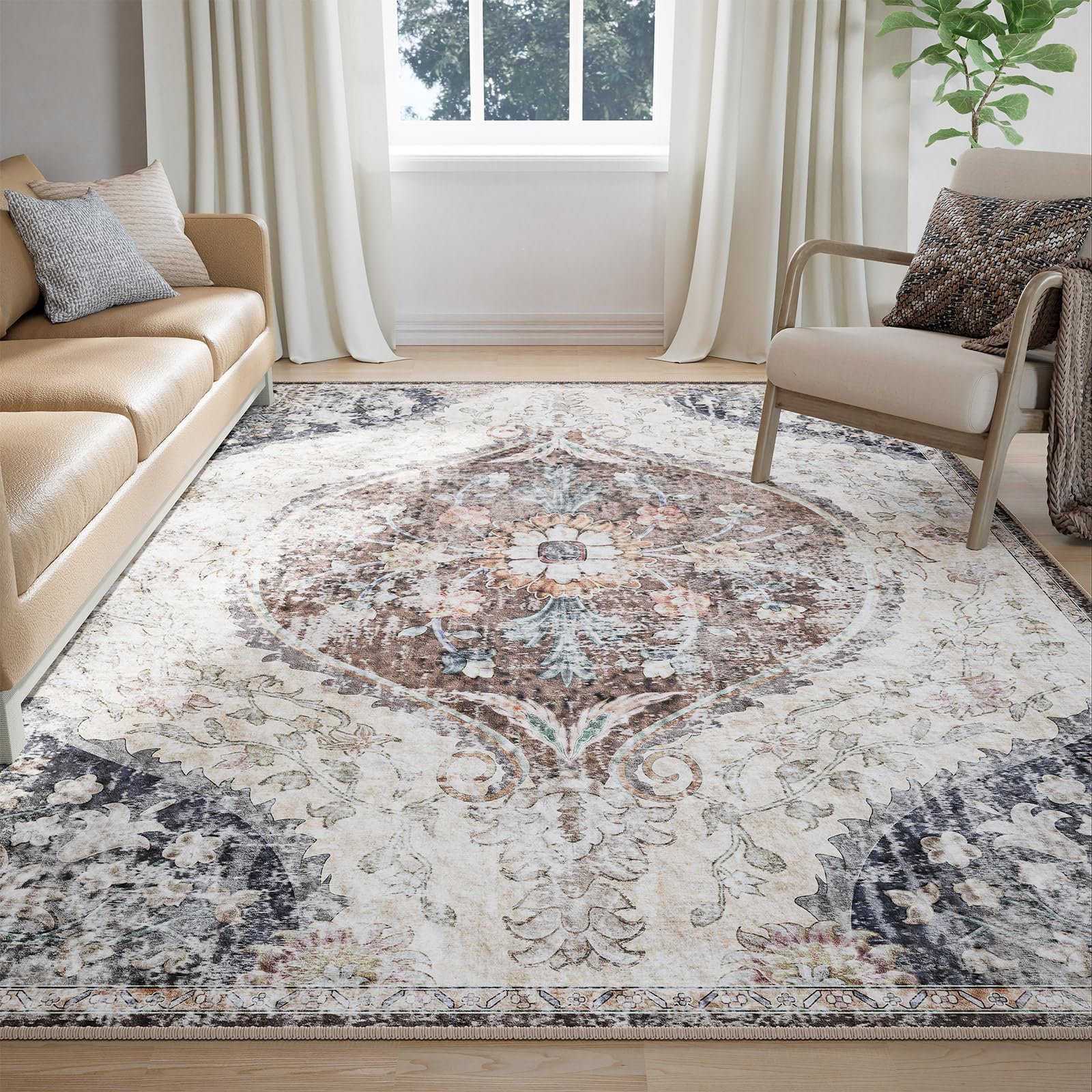 Bungalow Rose Armann Rectangle Area Rug with Non-Slip Backing | Wayfair