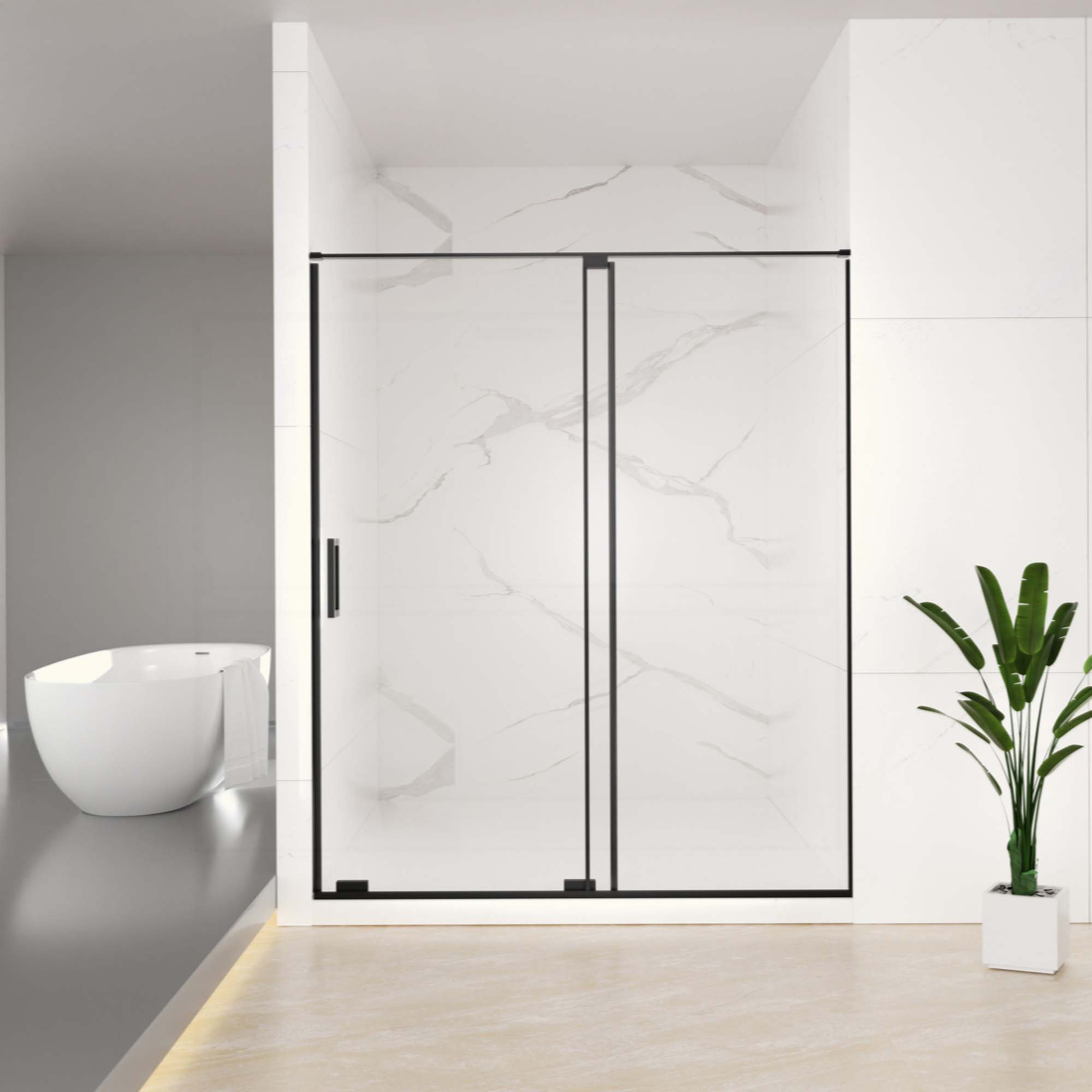 Tech Cube Semi-Frameless Sliding Shower Door, 5/16"(8Mm) Clear SCGG ...
