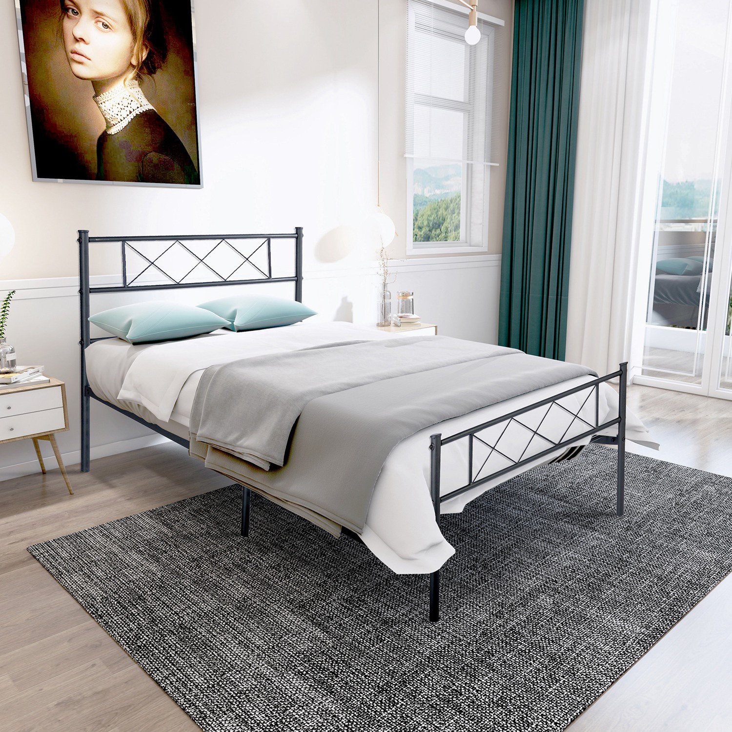 Home Decor Modern Design Metal Bed Frame Colour For Bedroom Or ...