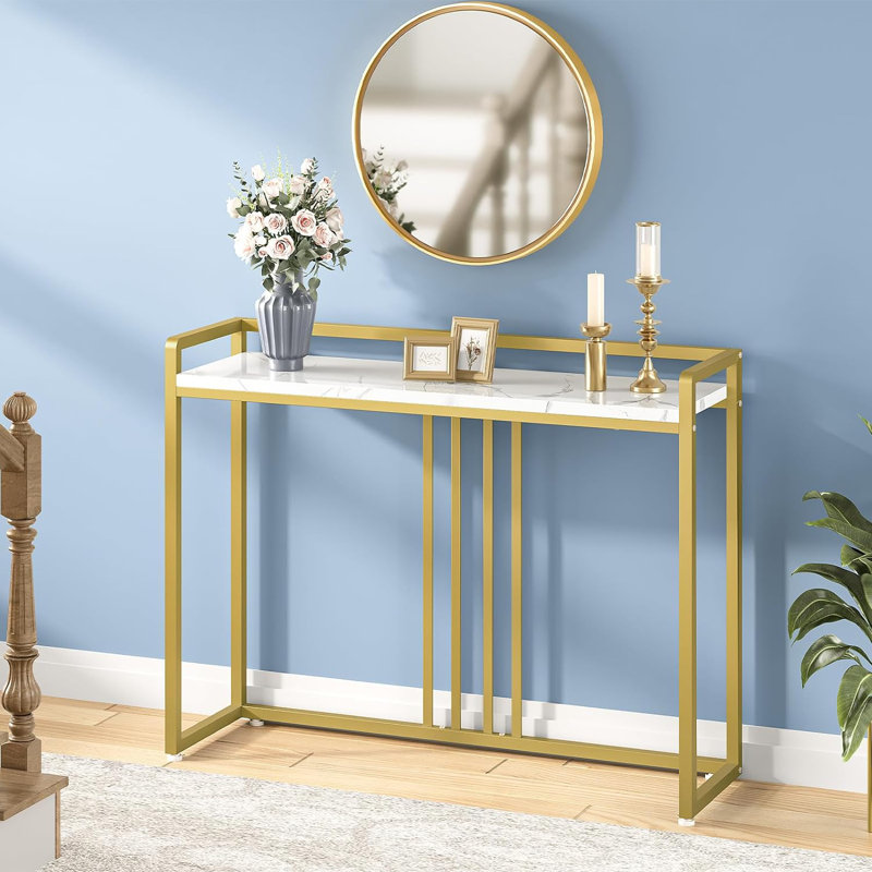 Mercer41 Ladonya 39.4'' Marble Top Console Table | Wayfair