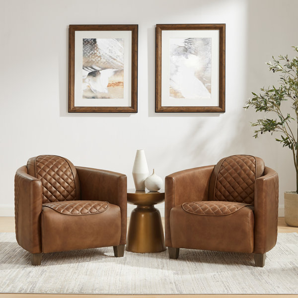 Brown Leather Accent Chairs You'll Love | Wayfair
