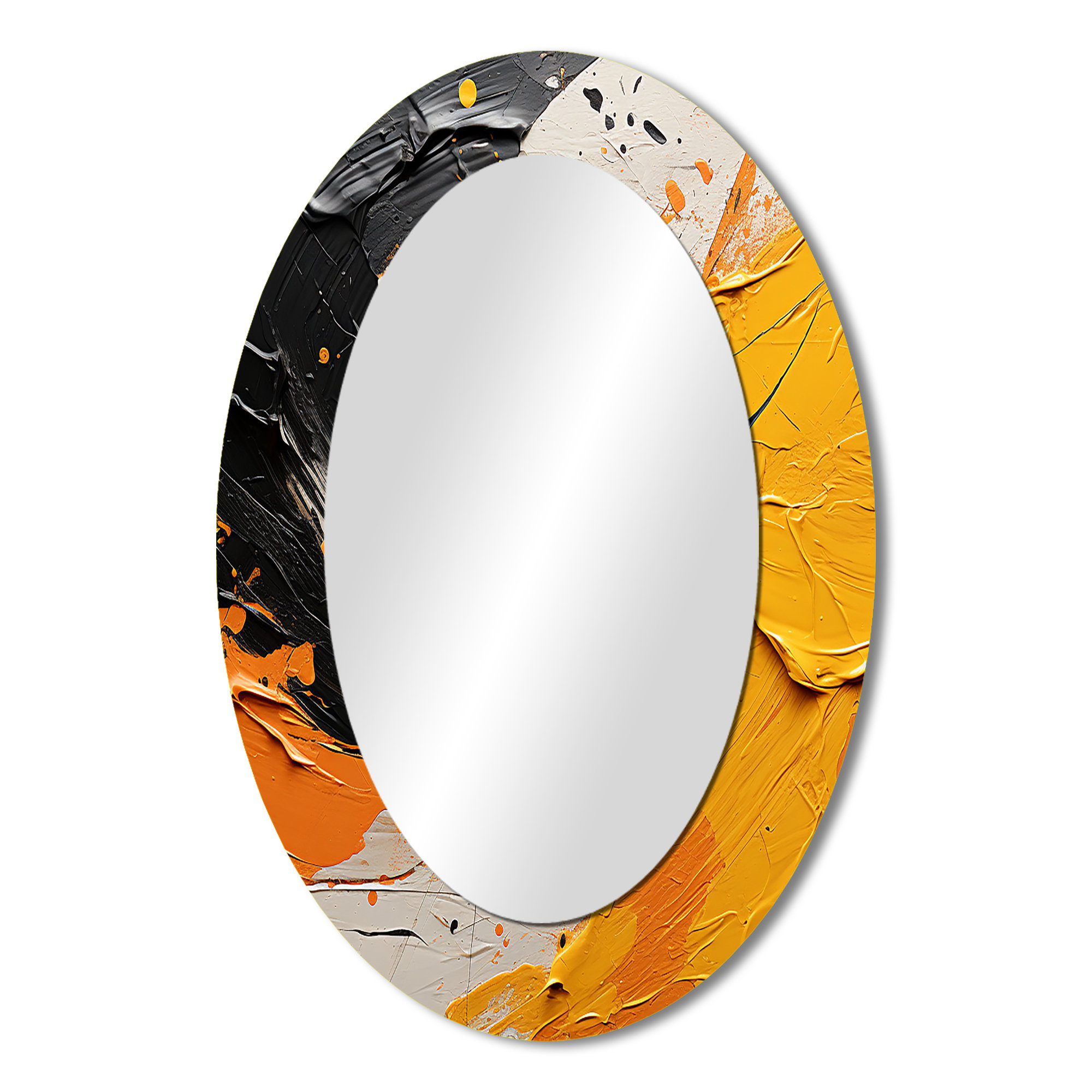 Dakota Fields Abstract Yellow And Black Spiral Collage - Modern Oval ...