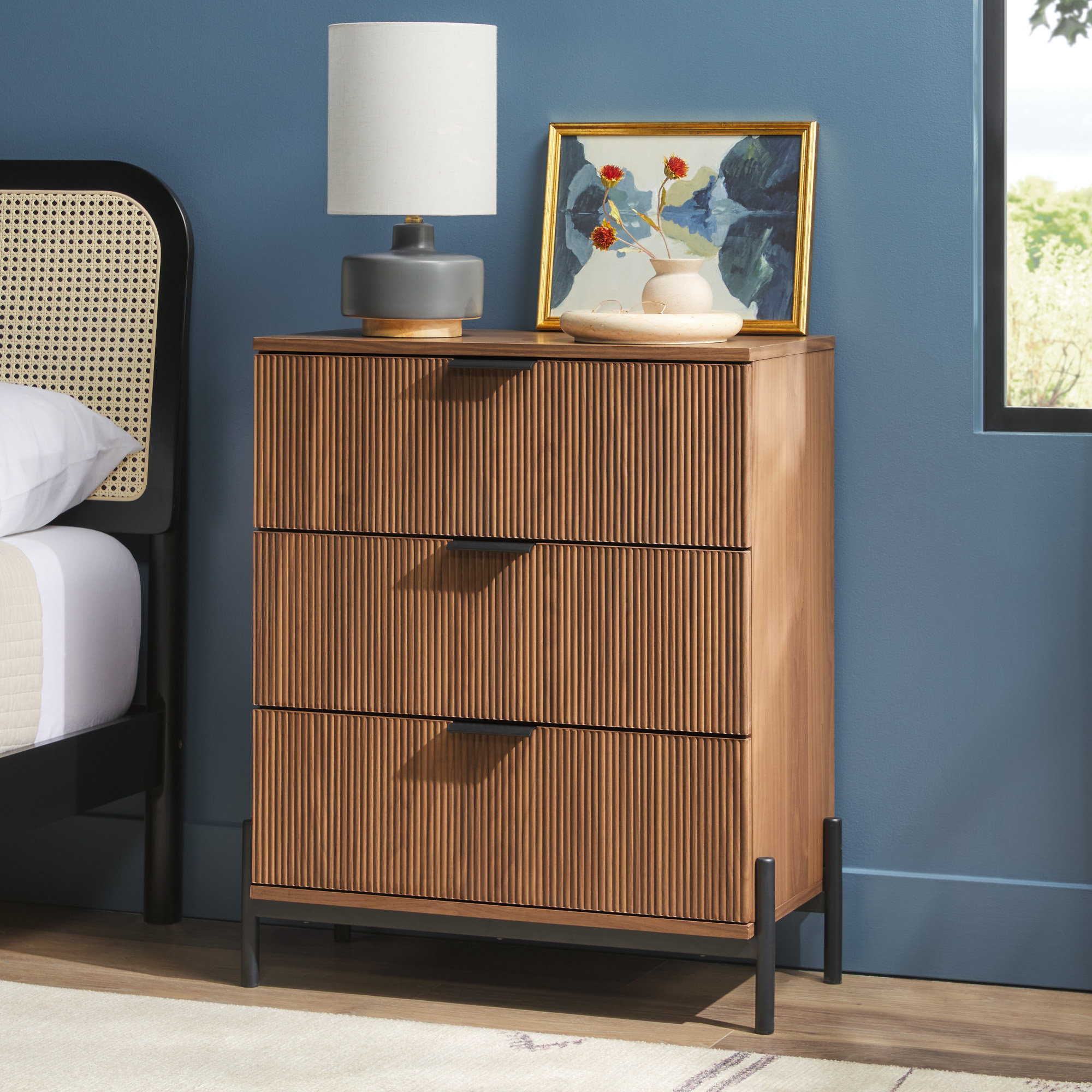 Wade Logan® Camelia Reeded 3-Drawer Dresser & Reviews | Wayfair