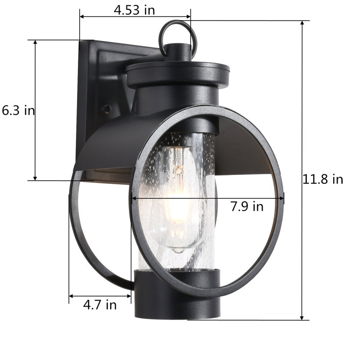 Sand & Stable Joelle Black 1 - Bulb 11.8'' H Glass Outdoor Wall Lantern ...