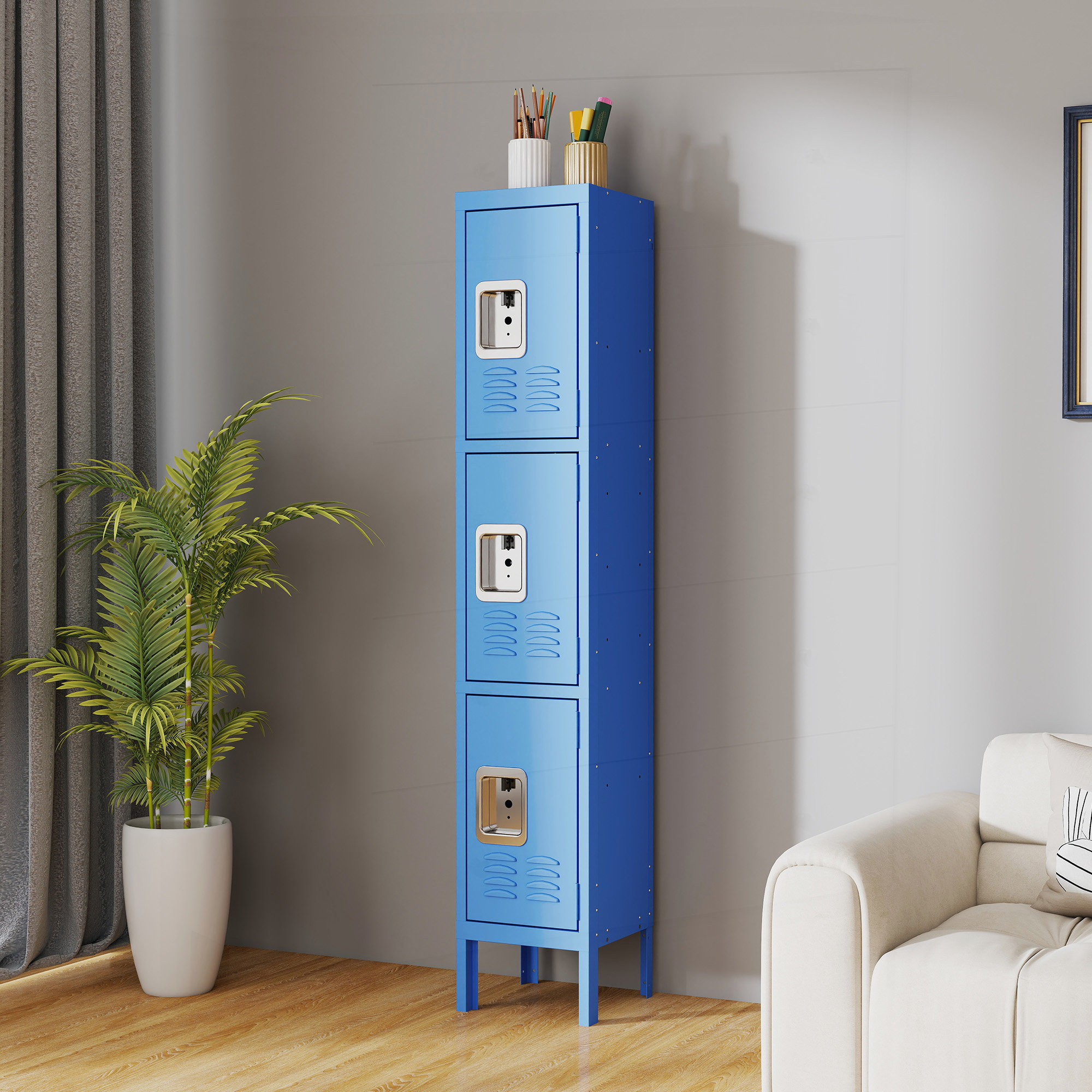Ebern Designs 66-Inch Tall Metal Lockers with 3 Doors for Secure and ...