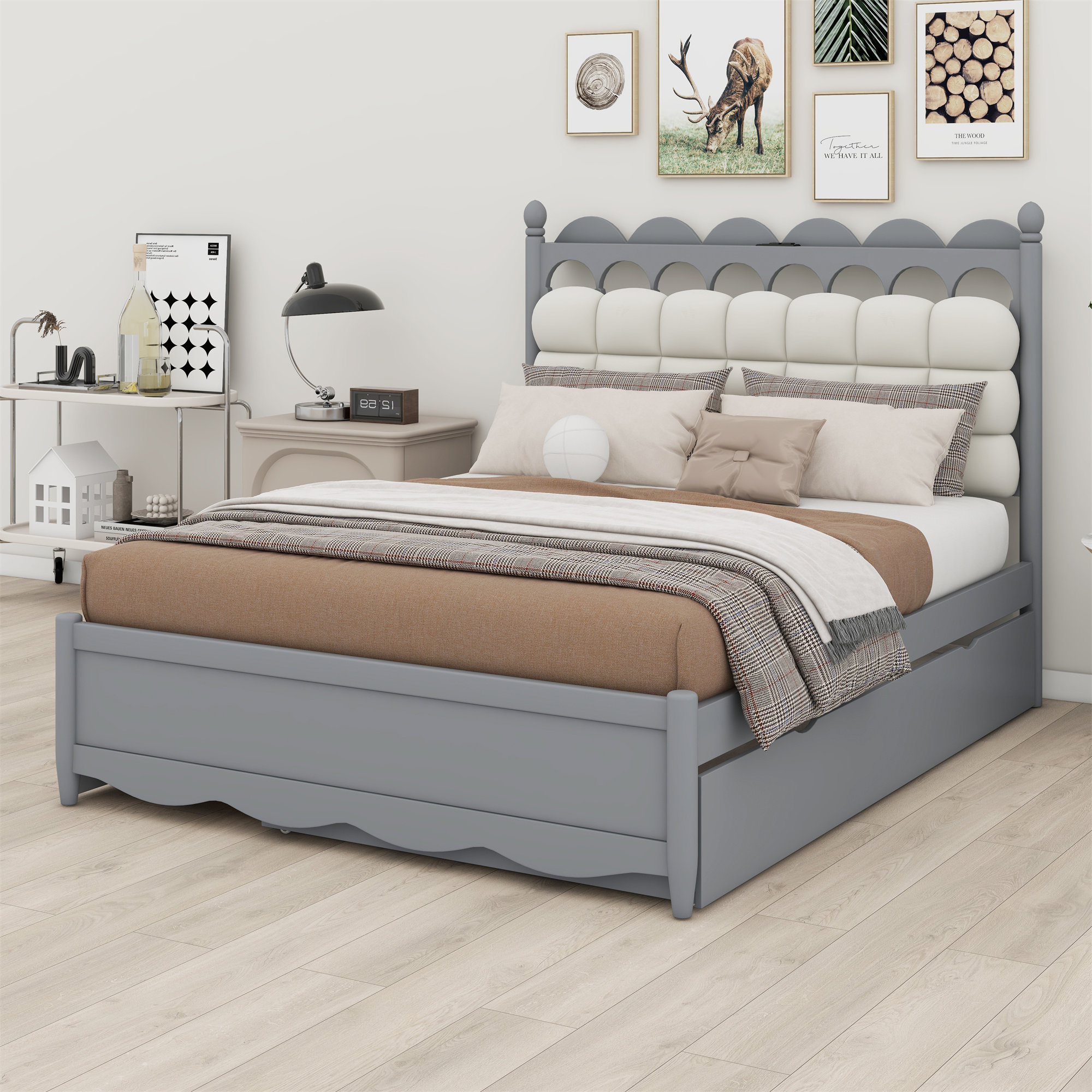 Red Barrel Studio Wooden Storage Platform Bed, With 2 Big Drawers ...