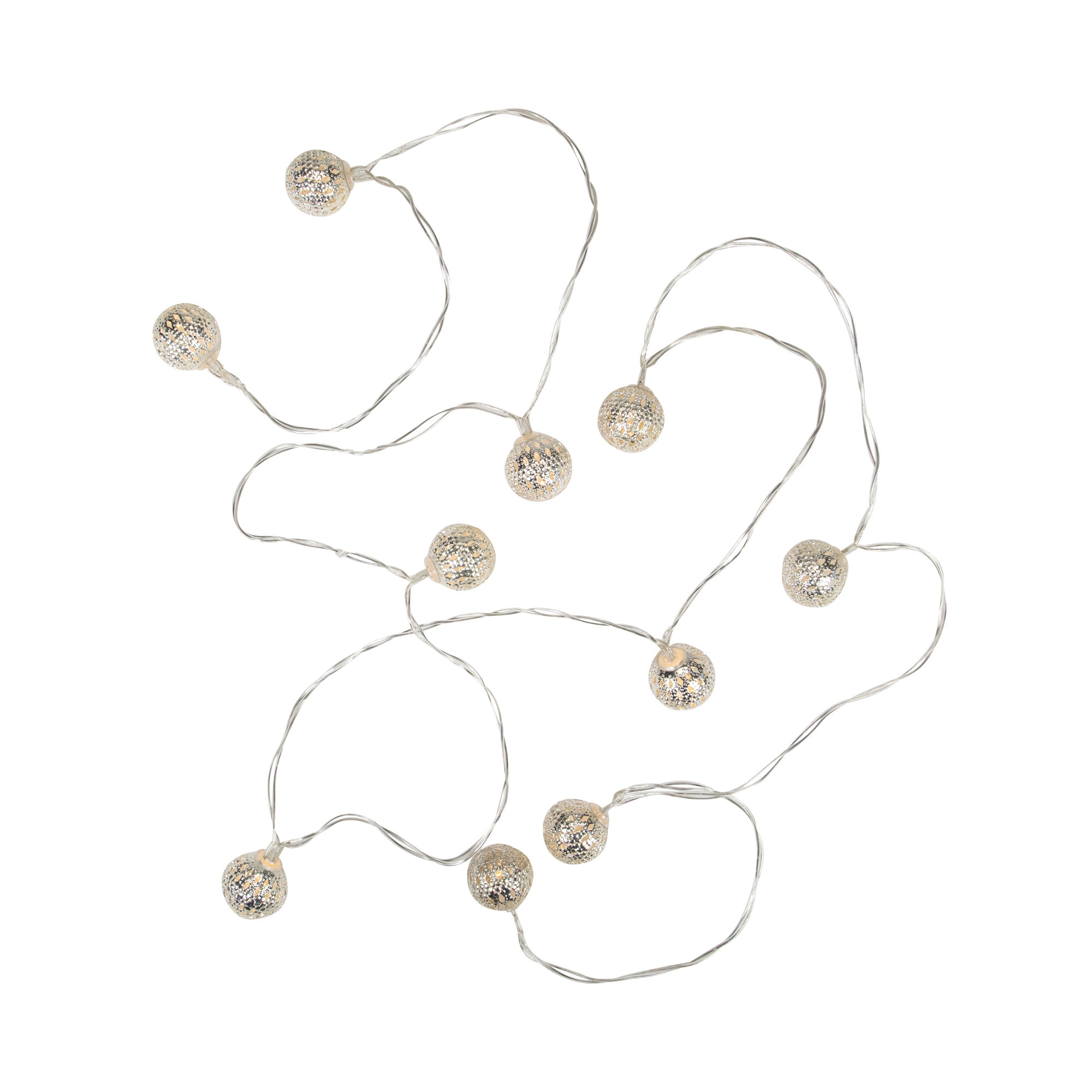 The Holiday Aisle® 10 B/O LED Warm White Metal Ball Christmas Light ...