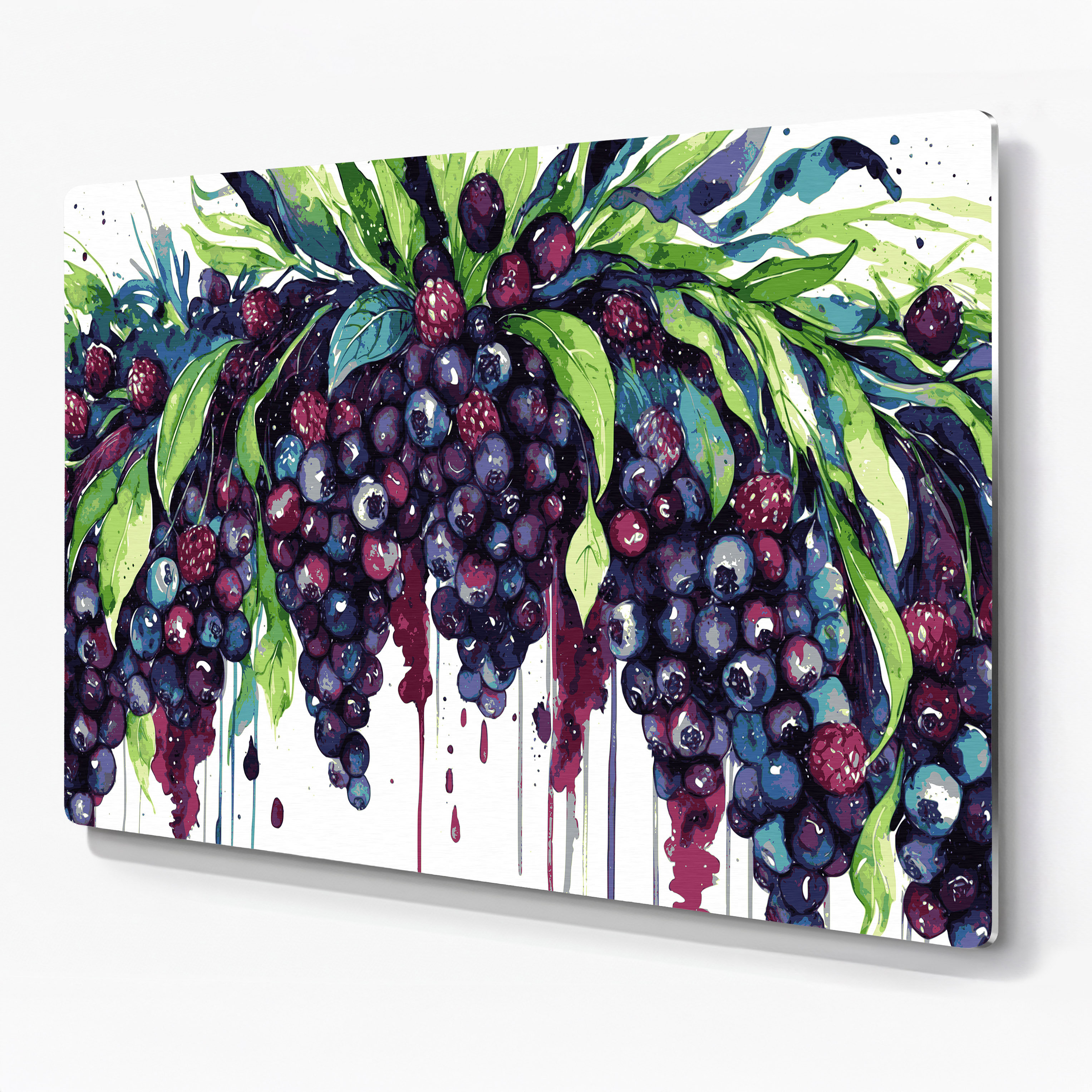 Ivy Bronx Fruit Acai Berry Purple Metal Wall Art | Wayfair
