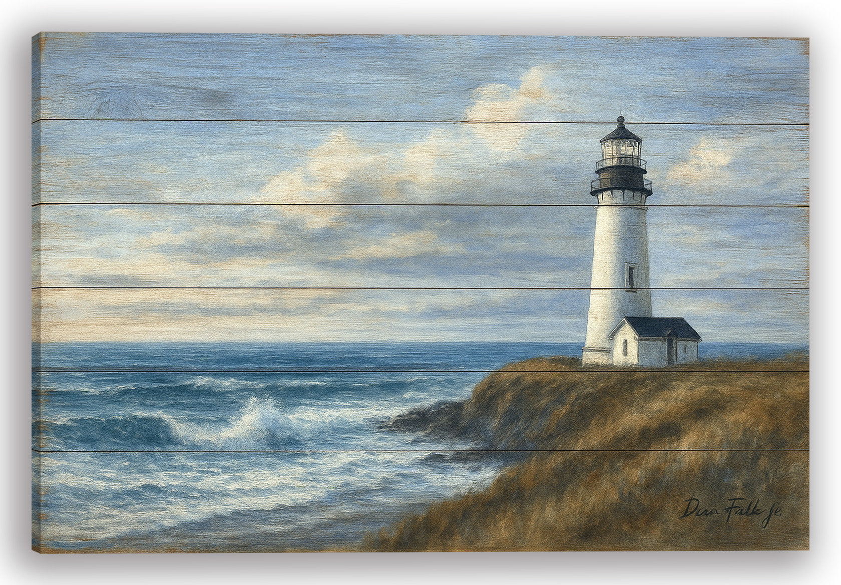Breakwater Bay Beacon by the Sea – Coastal Lighthouse Canvas on Wood ...
