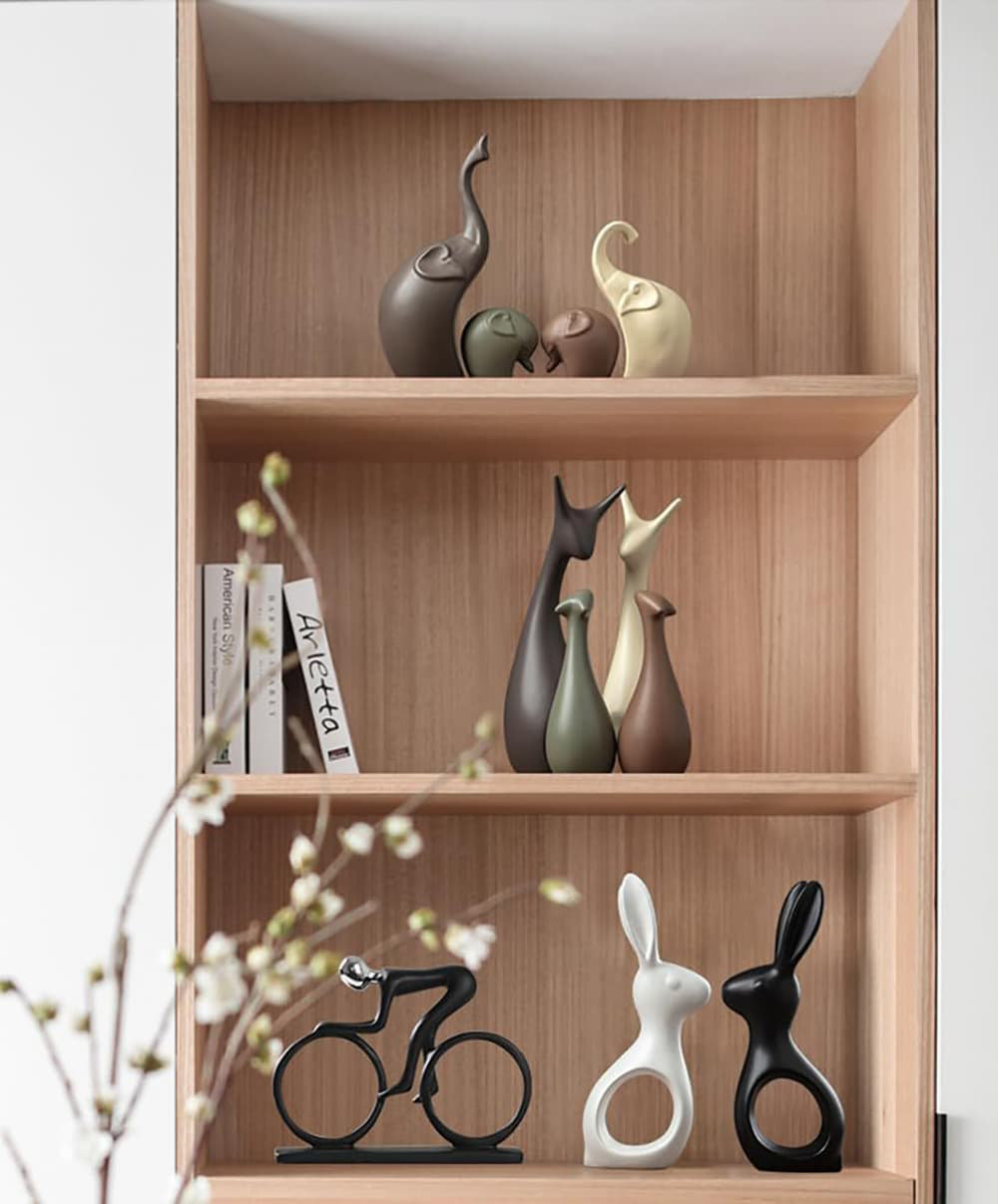 Dakota Fields Ceramic Elephant Family Statues (Set of 4): Delicate ...