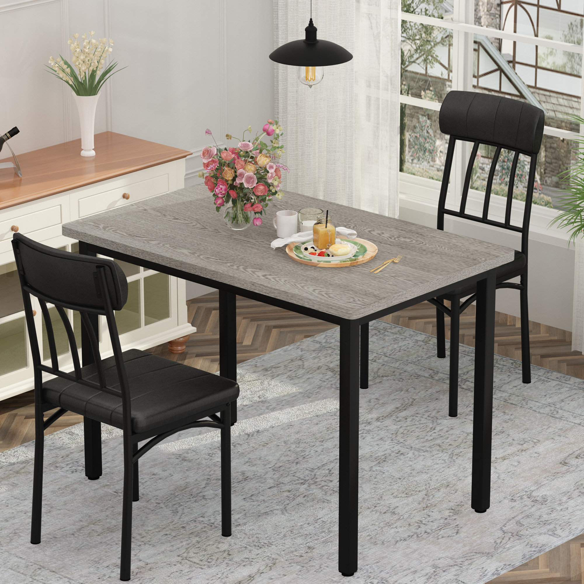 17 Stories 3 Piece Dining Room Table Set, Dining Table Set For 2 ...