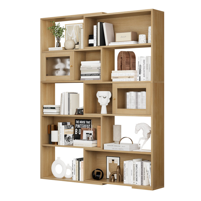 Latitude Run® 74" H 2-In-1 Bookcase, L-Shaped, 5-Tier Corner Bookshelf ...