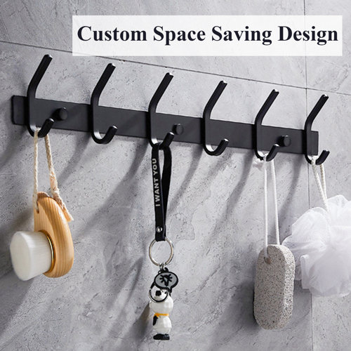 Rebrilliant 17'' Wide Stainless Steel 6 - Hooks Wall Mounted Coat Rack ...