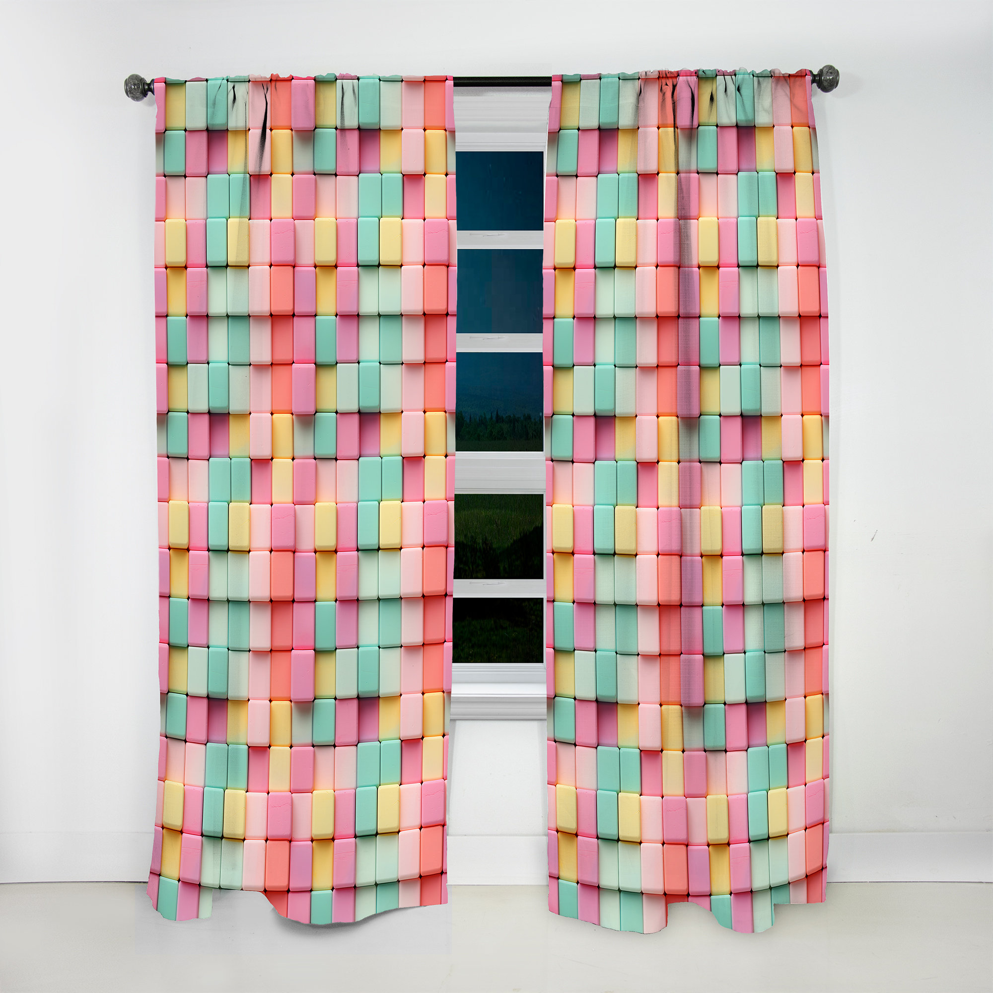 Design Art Popart Candyland Blocks I - Stripped Curtain - Room ...